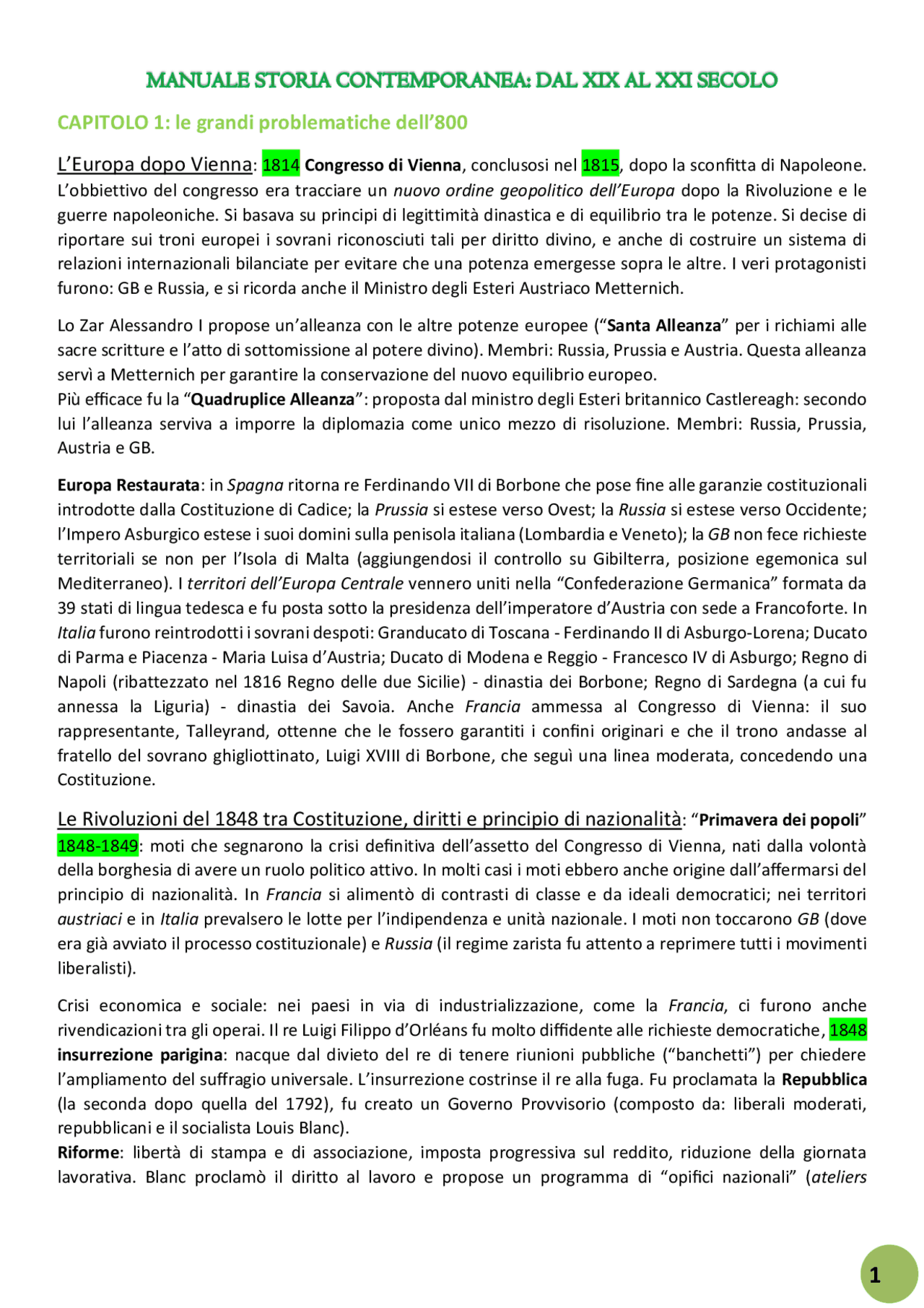 Storia Contemporanea Sintesi Completa Del Libro Docsity