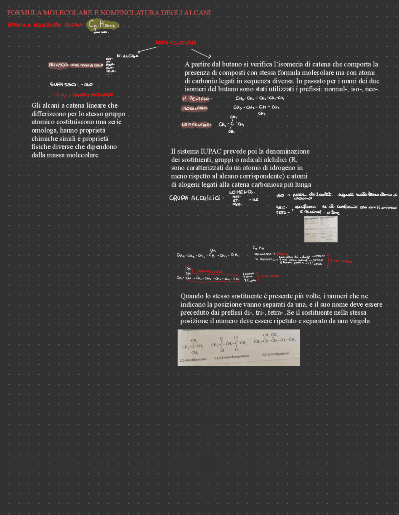 Formula molecolare e nomenclatura degli alcani | Schemi e mappe ...