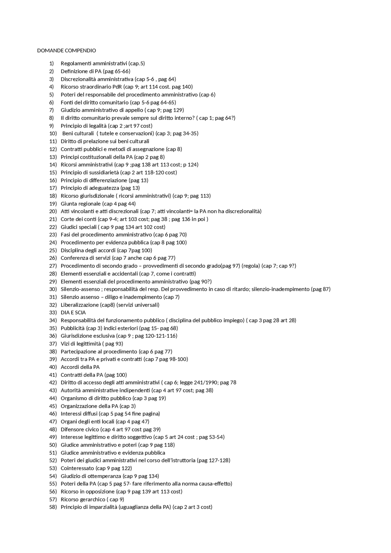 Domande Esame Diritto Amministrativo Docsity
