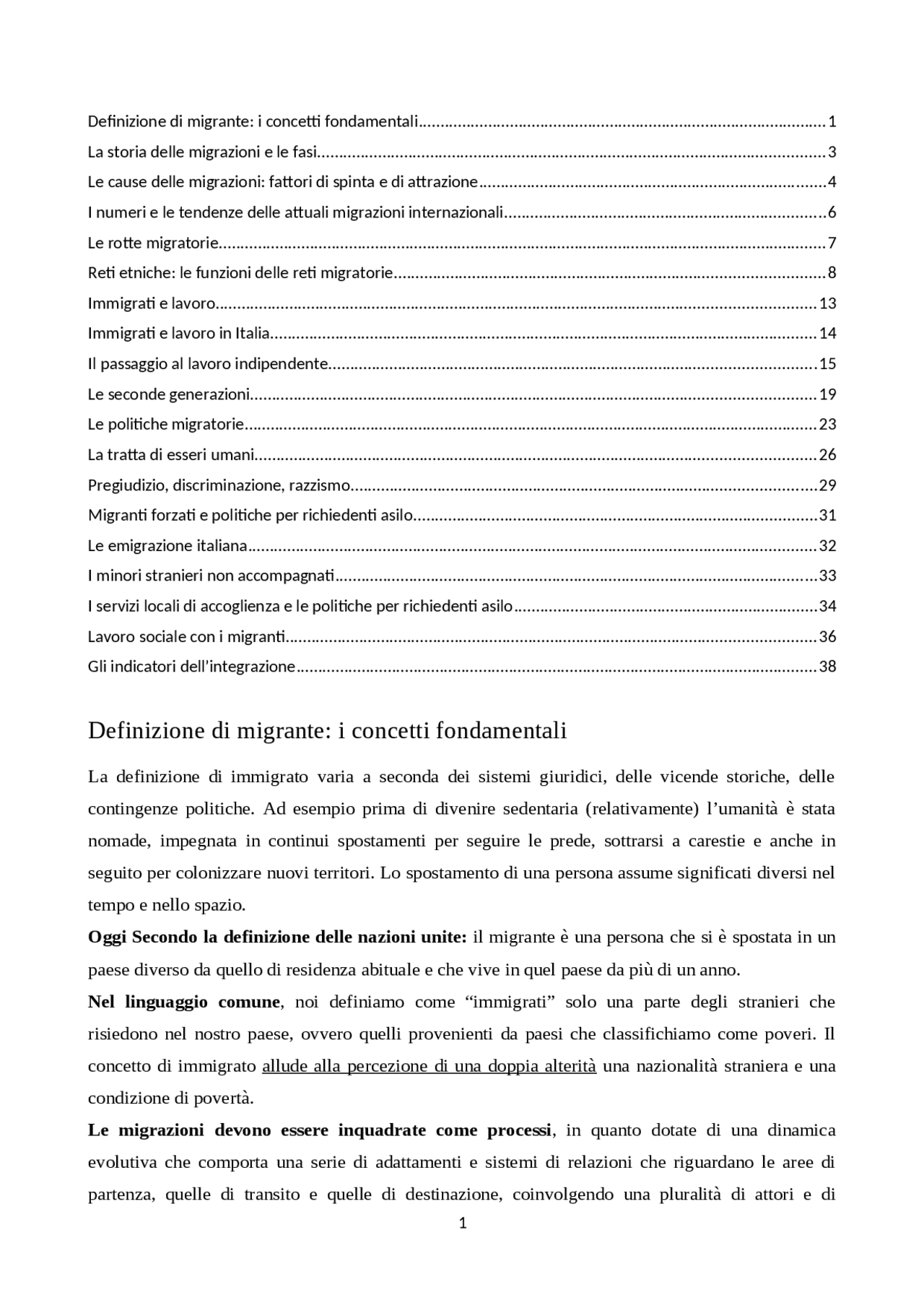 Sociologia Delle Migrazioni Docsity