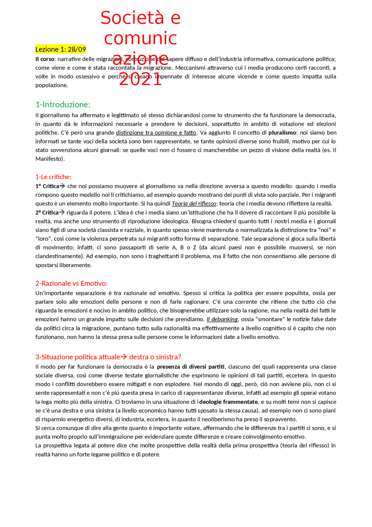 Appunti Lezioni Società E Comunicazione Appunti Di Comunicazione