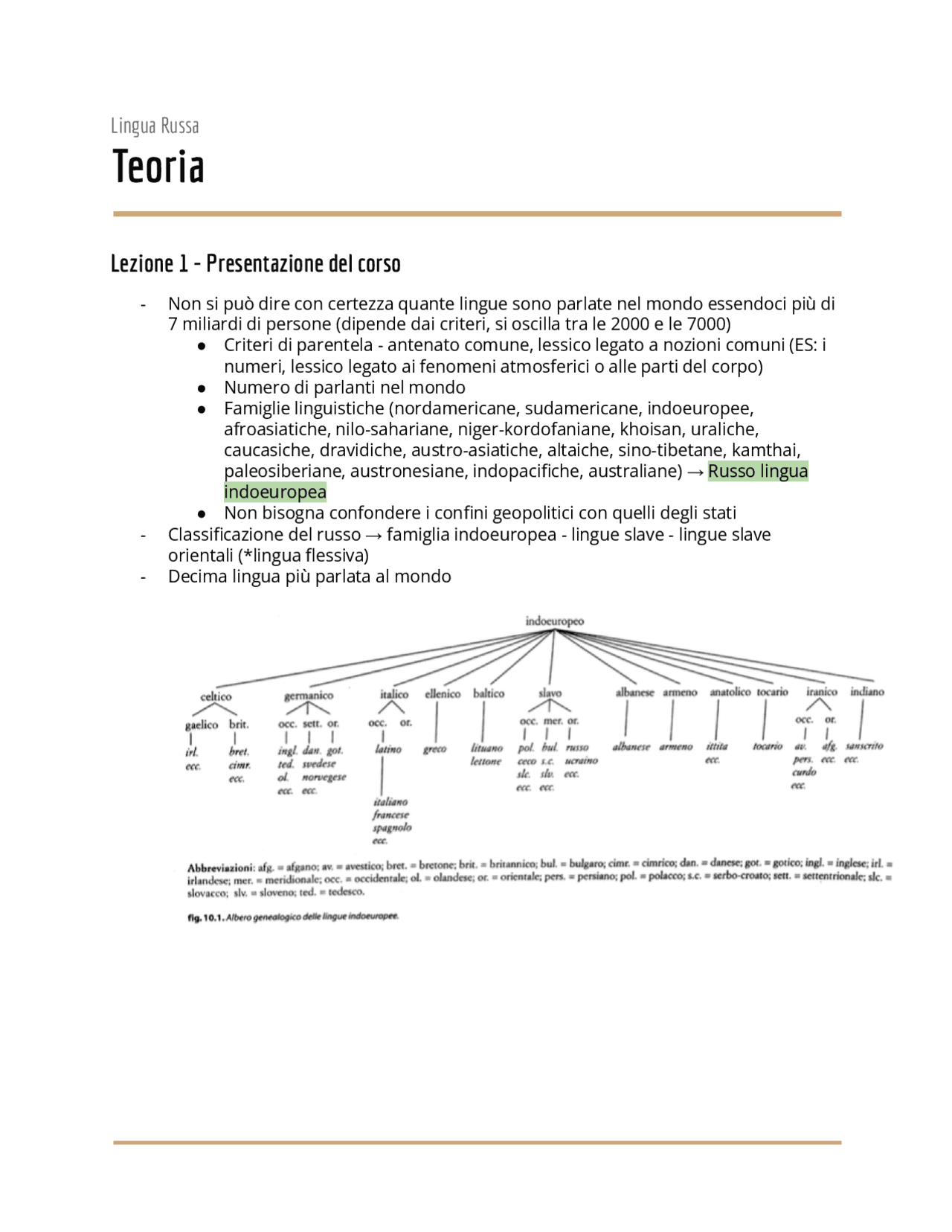 Teoria Della Lingua Russa Docsity