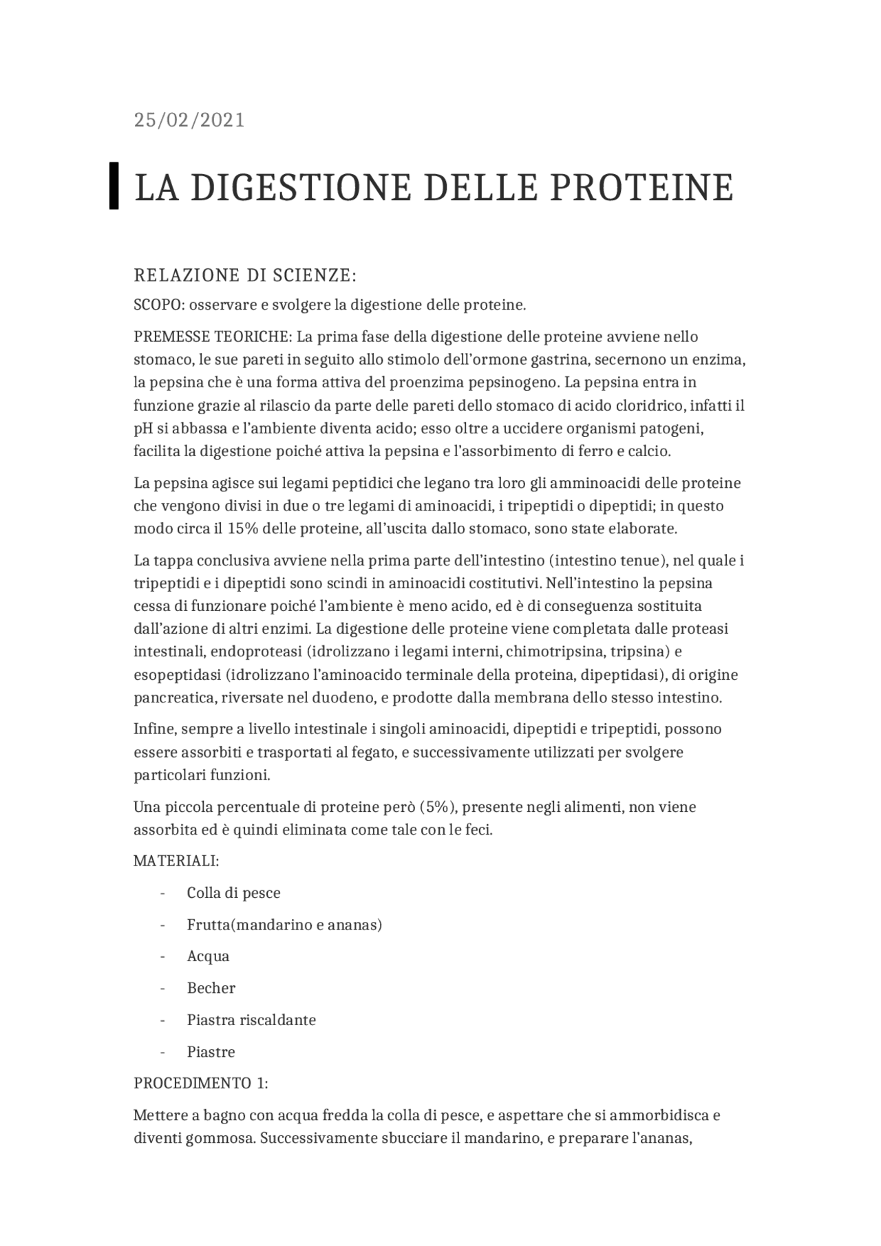 Relazione La Sintesi Delle Proteine Docsity