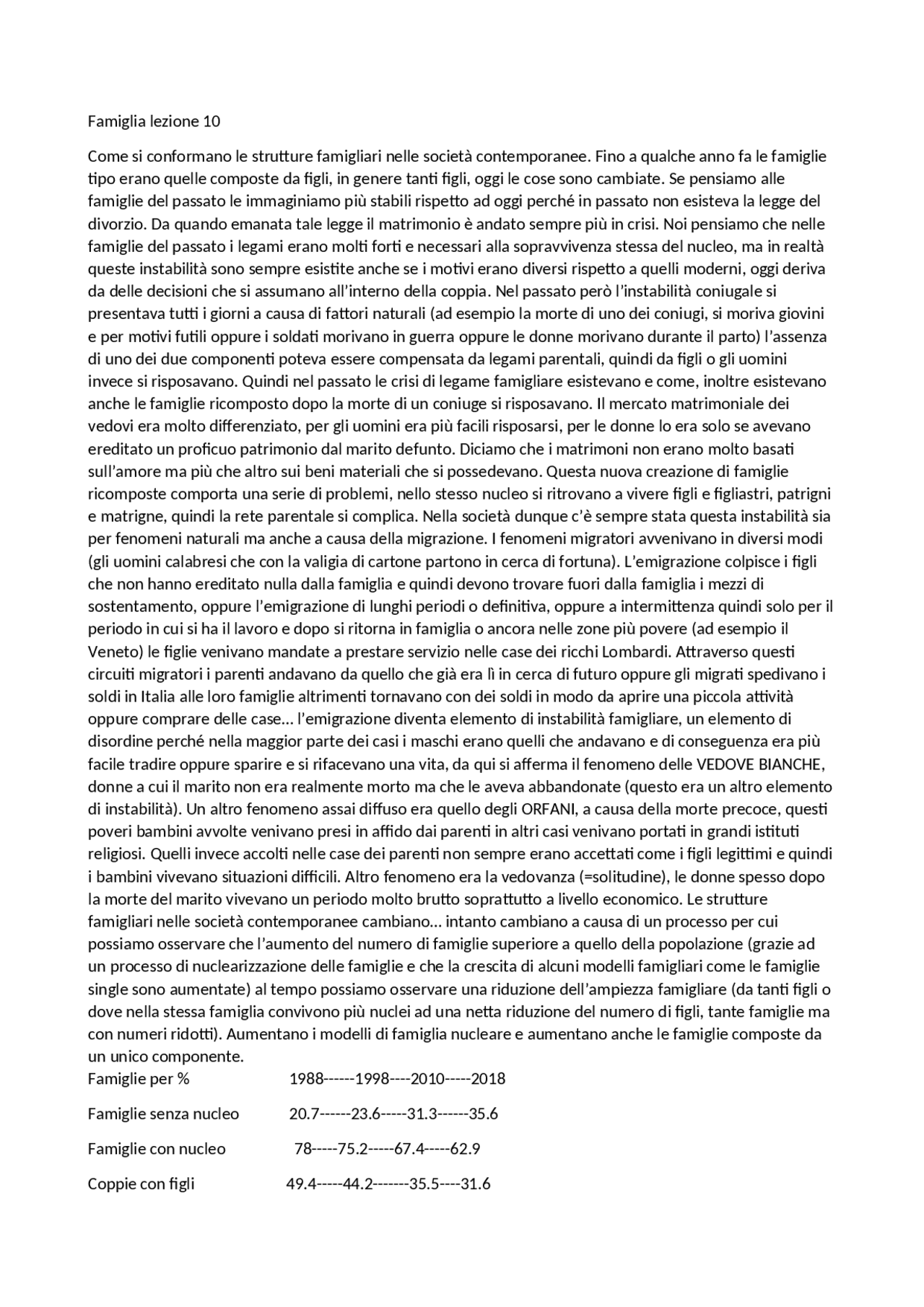 Appunti Lezione I Diversi Tipi Di Famiglie Docsity