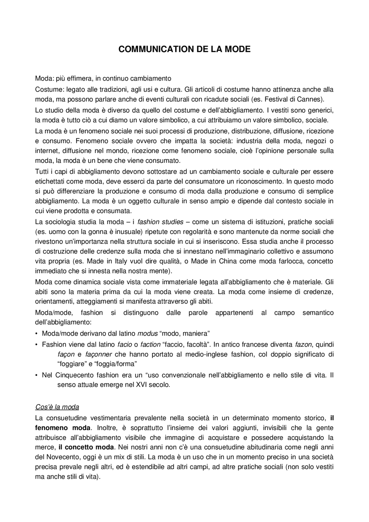 Comunicazione Della Moda Docsity