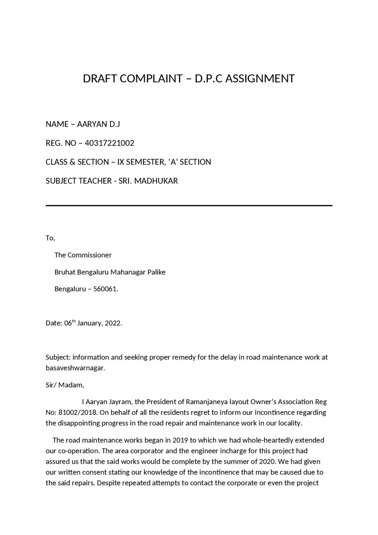 DRAFT COMPLAINT FOR GOVERNMENT DEPARTMENTS - Docsity