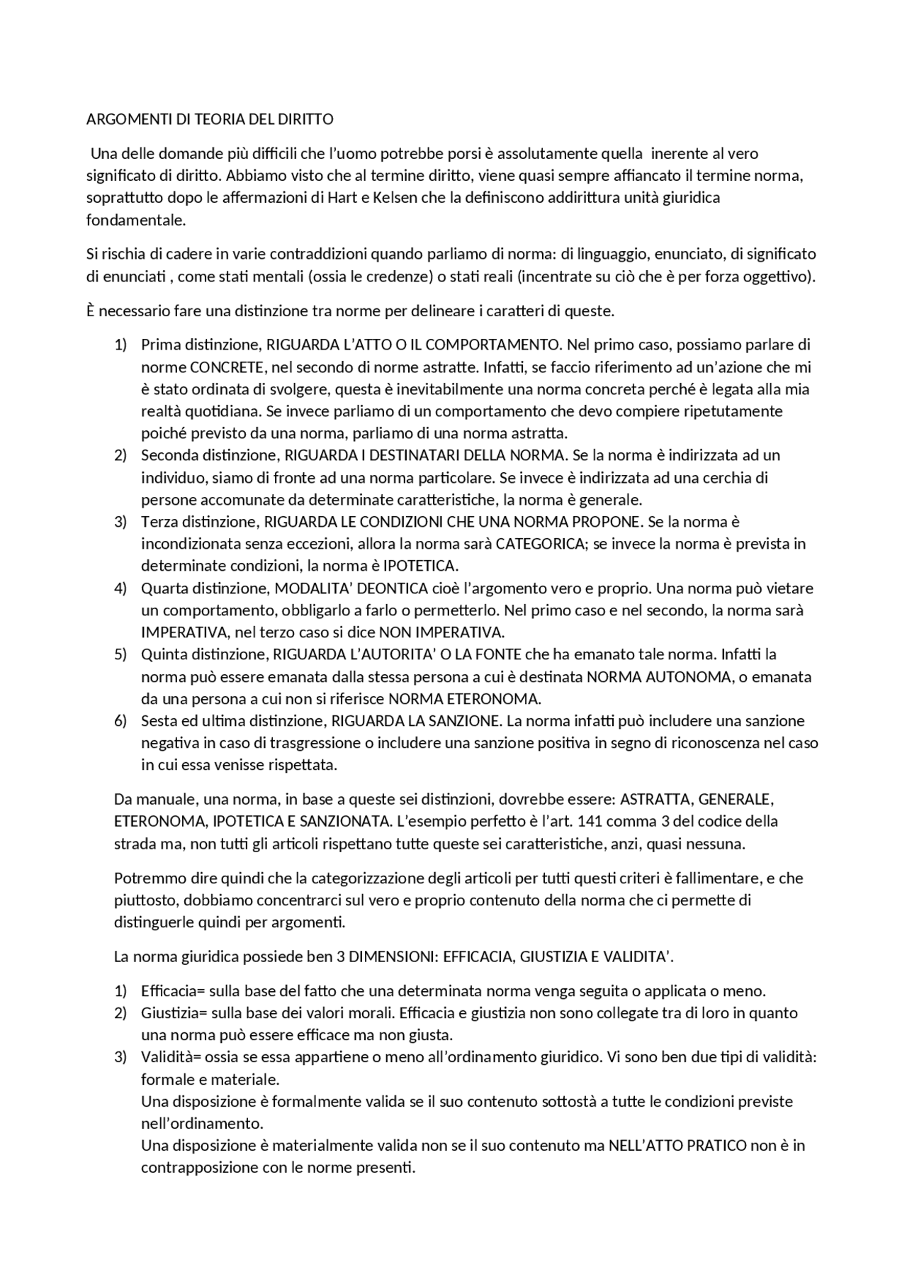 Sintesi Argomenti Di Teoria Del Diritto Docsity