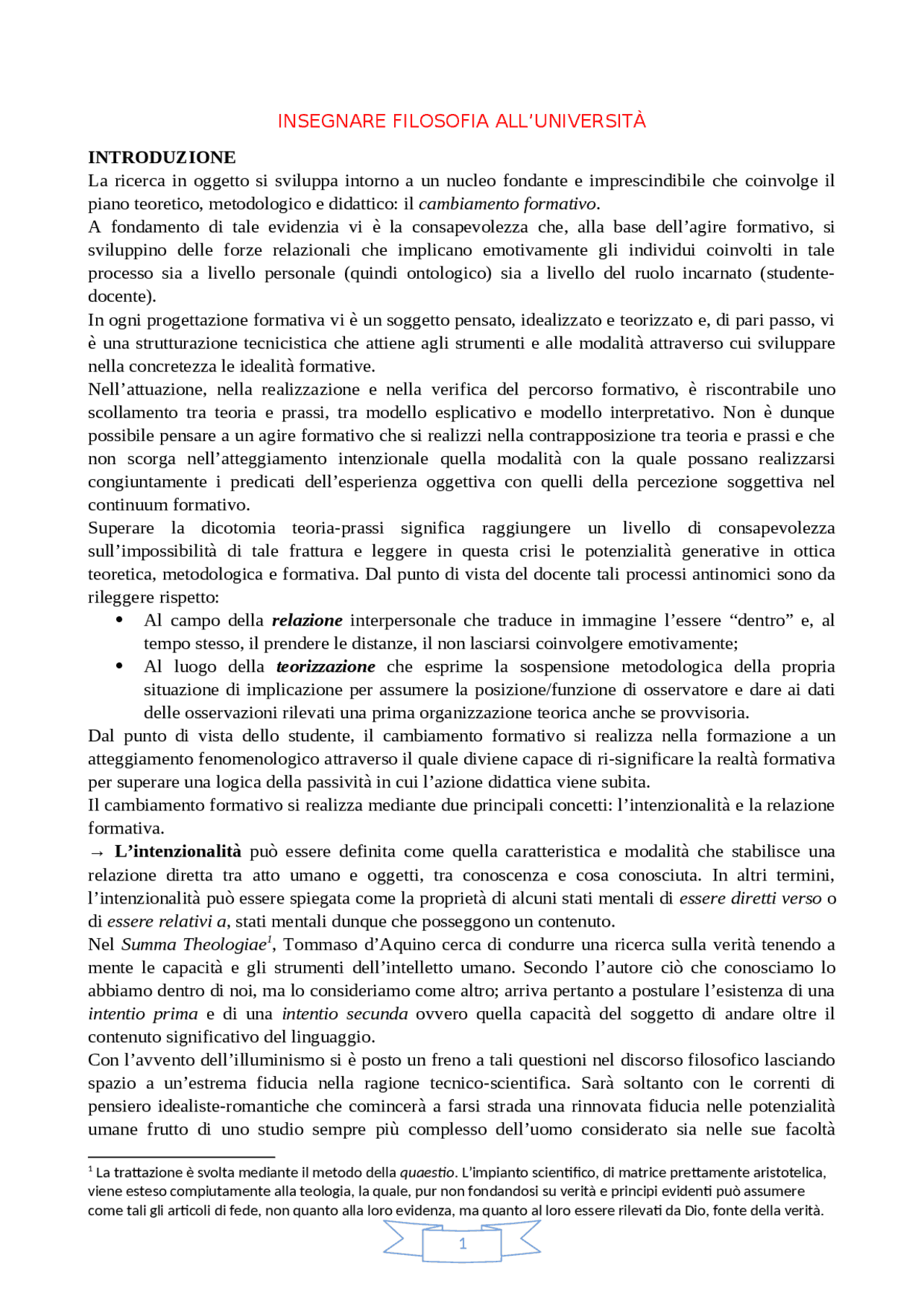 Riassunto Di Insegnare Filosofia Alluniversità Docsity