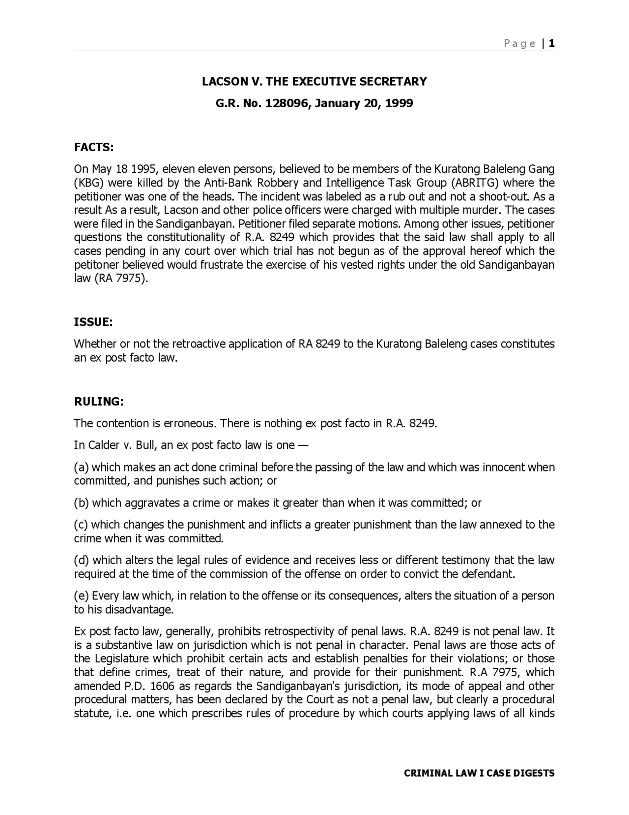 Criminal Law 1 Case Digests Finals | Study Guides, Projects, Research ...