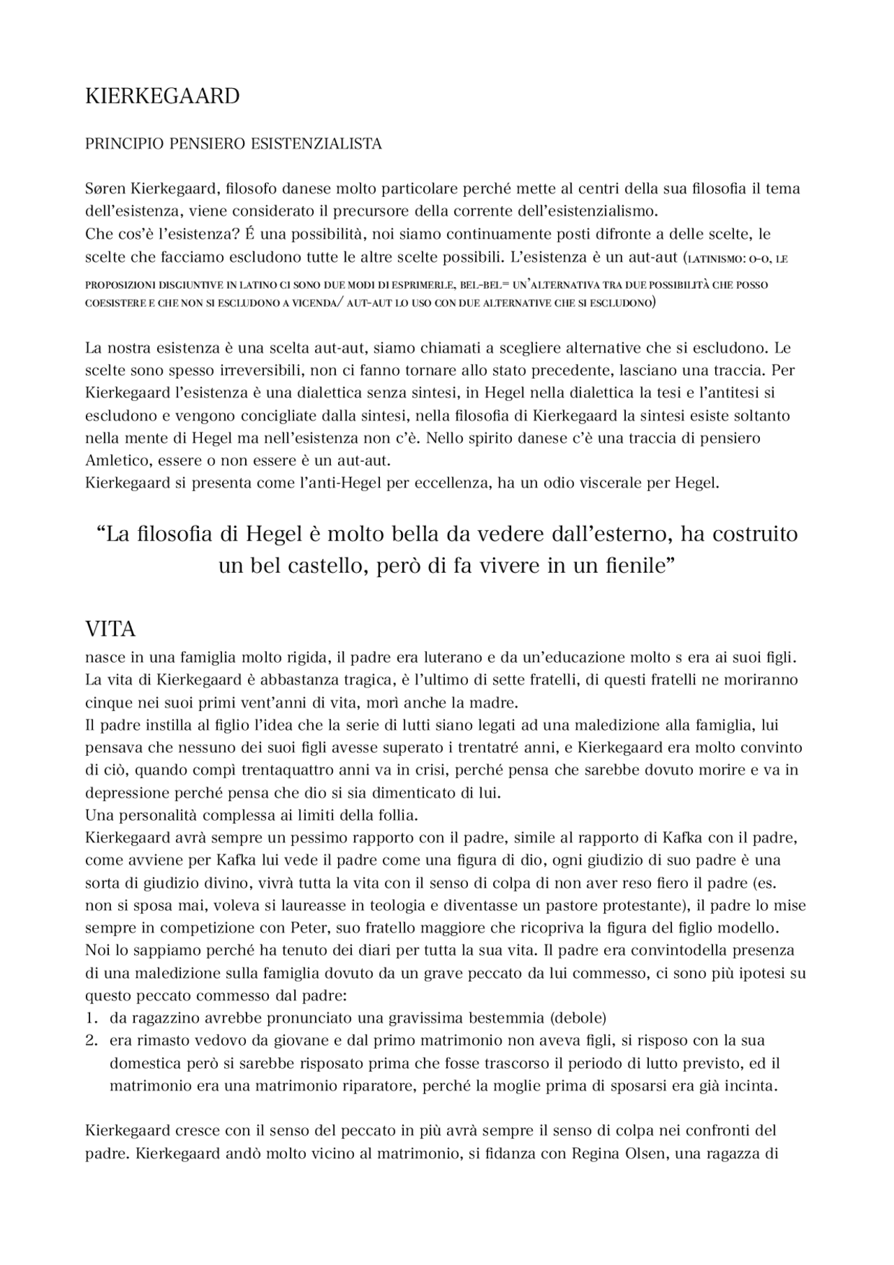 Appunti Sølen Kierkegaard Docsity