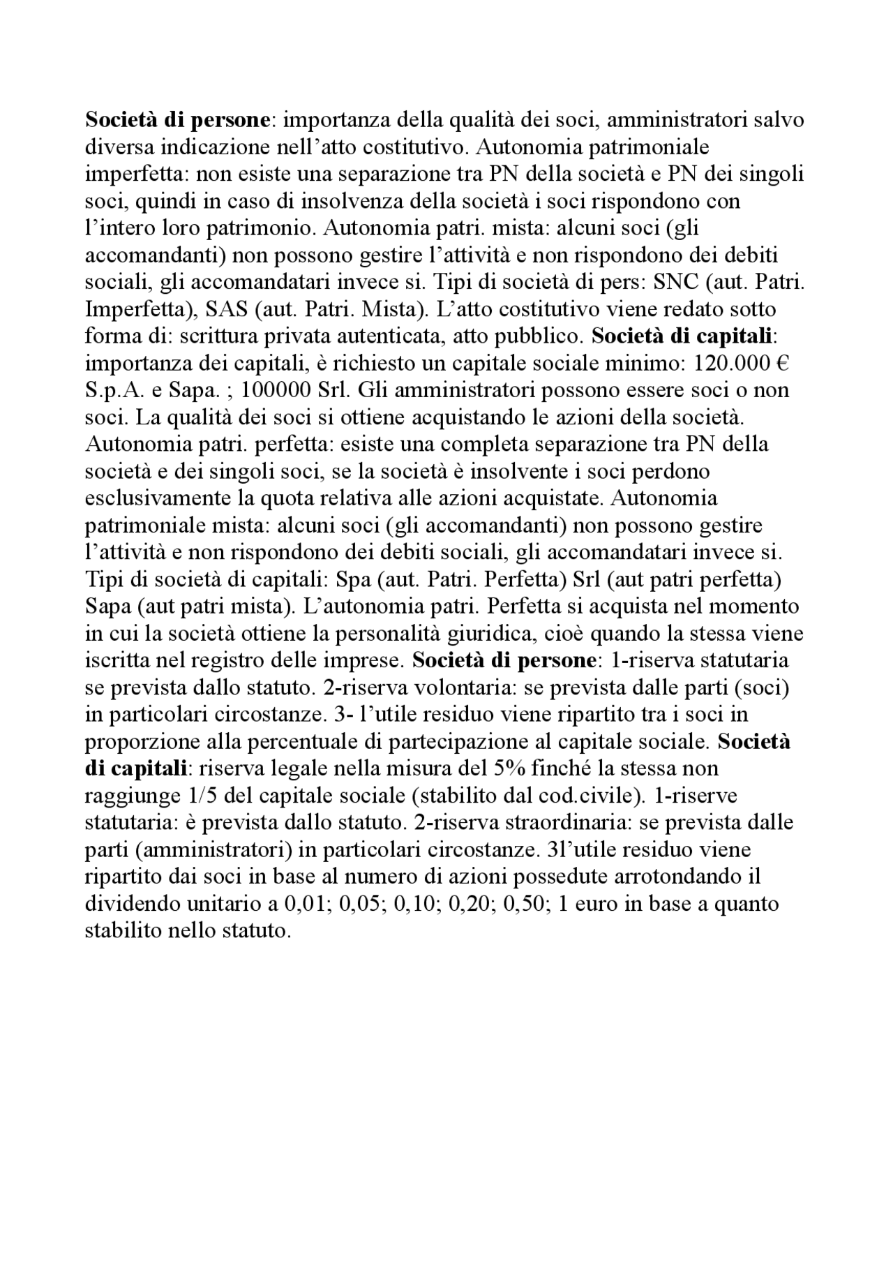 Societa Di Persone Appunti Docsity