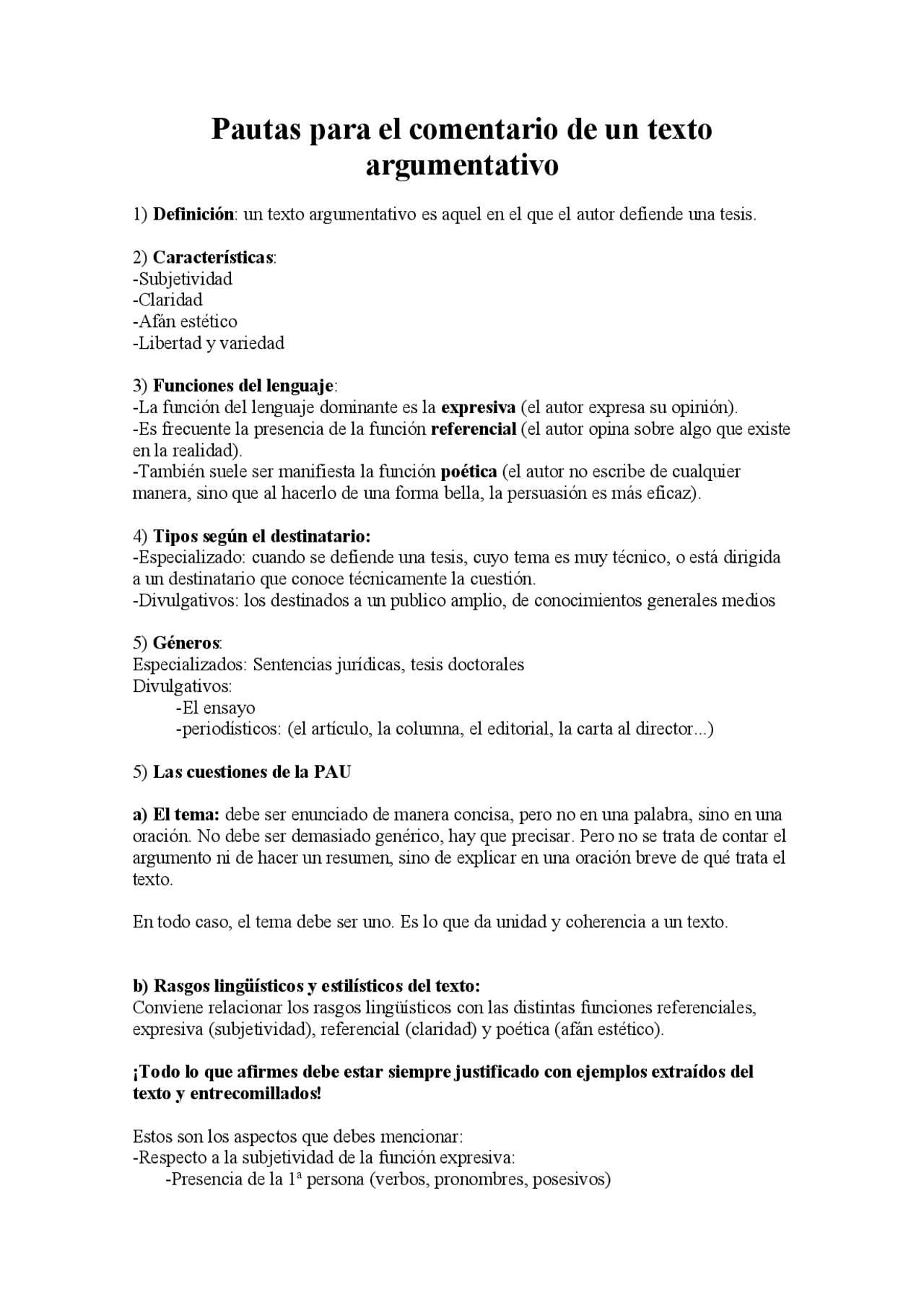 Pautas Para Texto Argumentativo Docsity