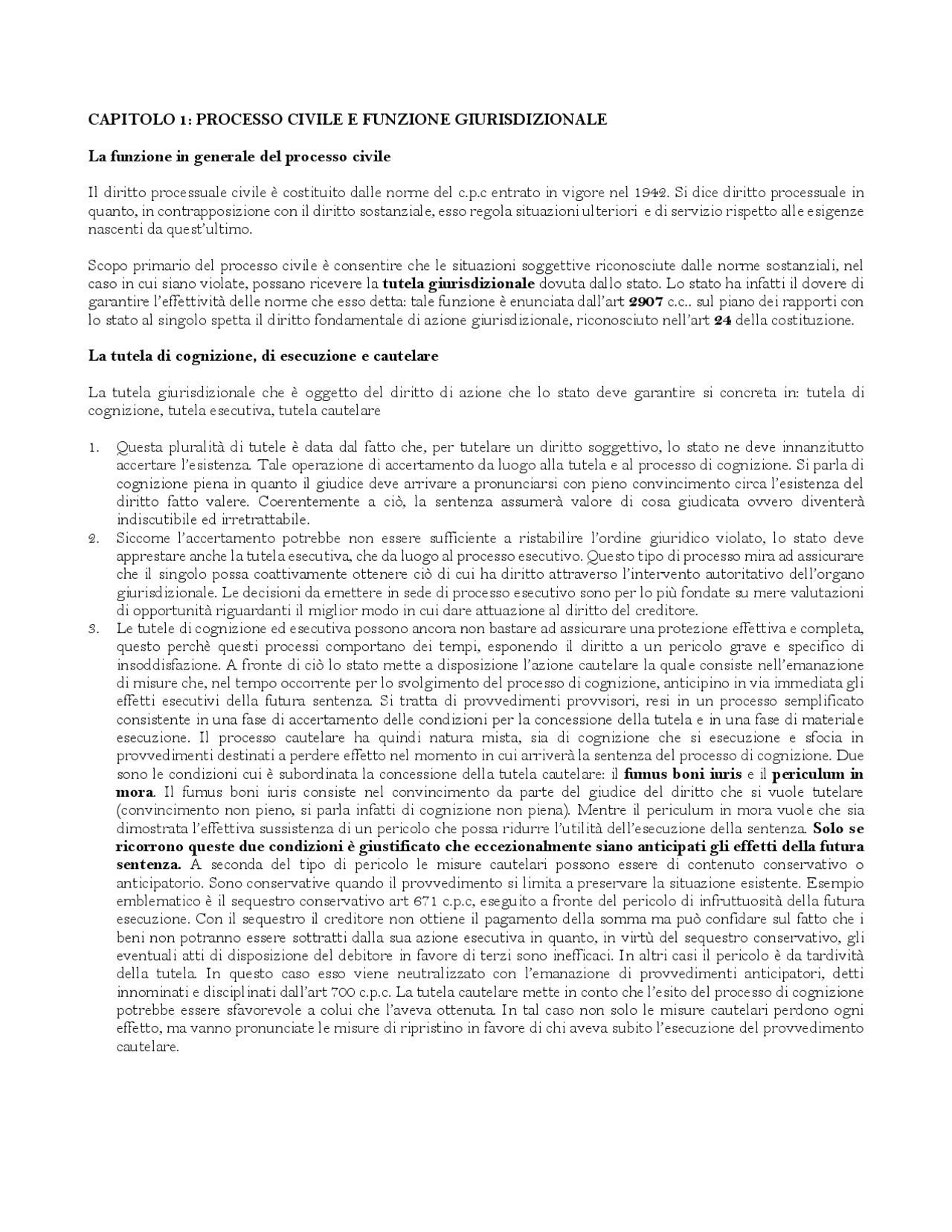 Riassunto completo prima parte diritto processuale civile - Docsity