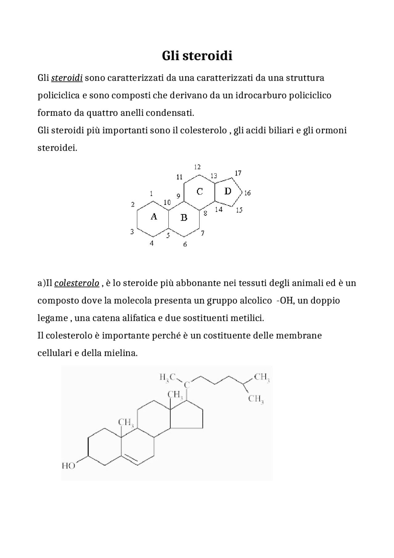 Steroidi e caratteristiche - Docsity