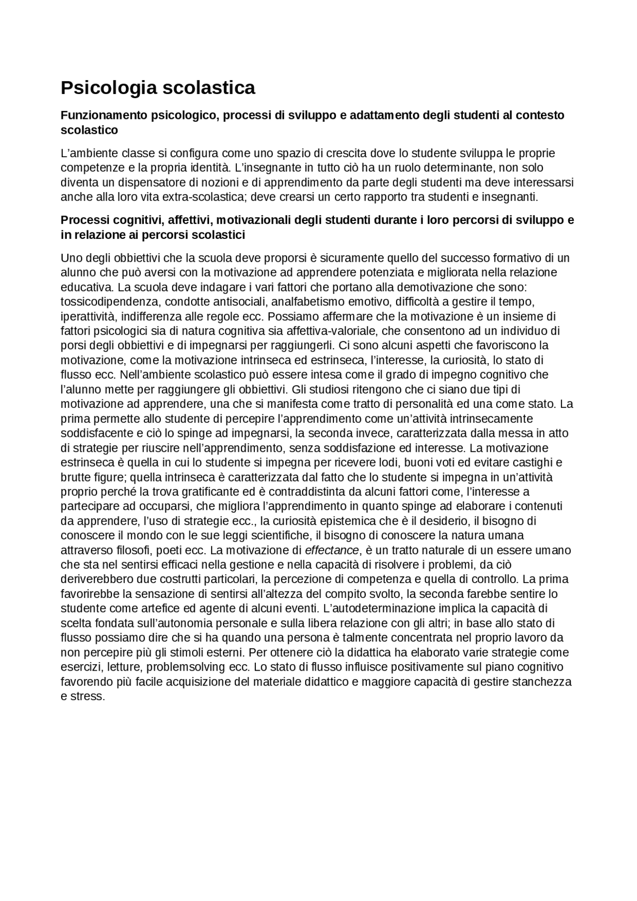 Psicologia Scolastica Docsity