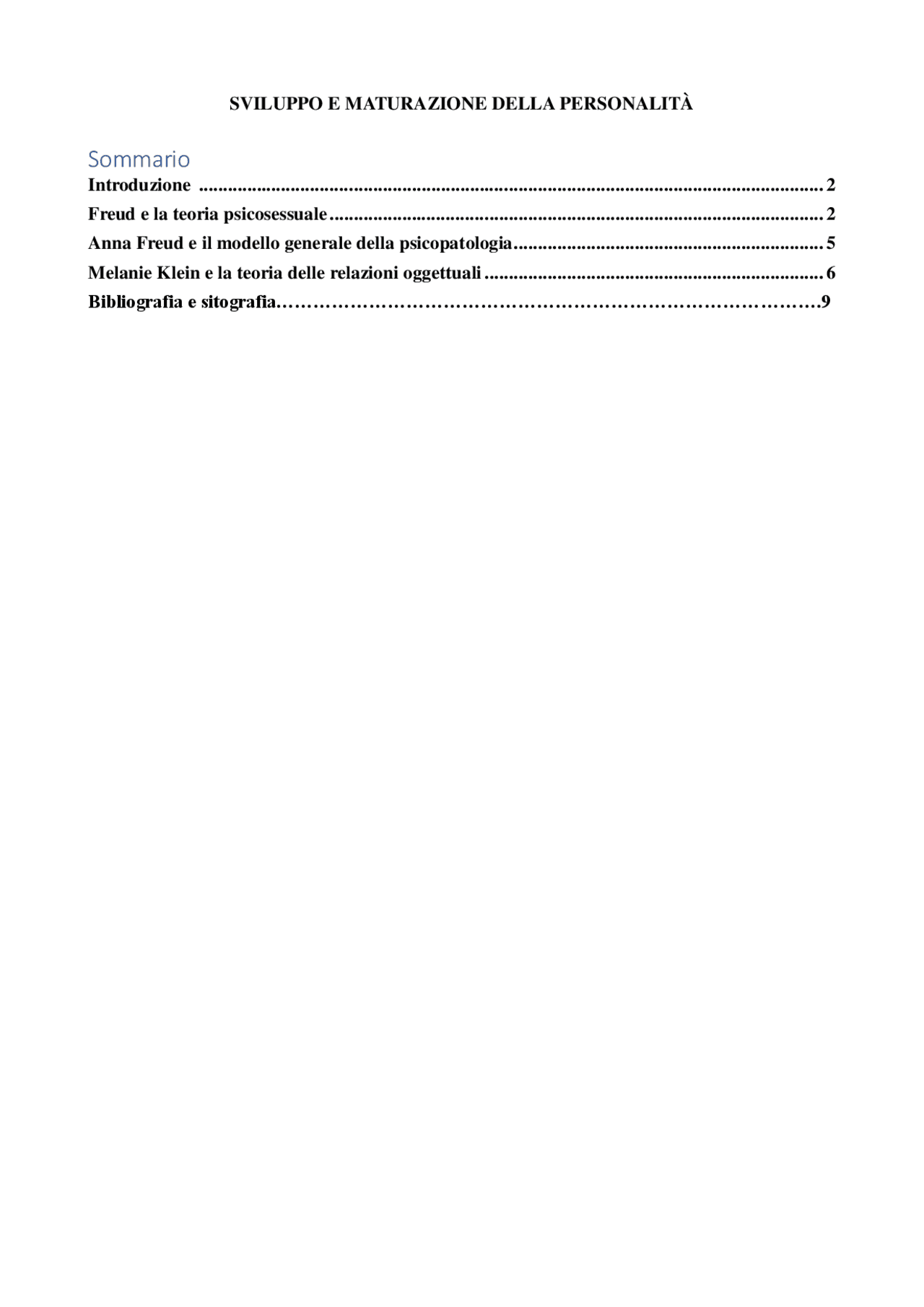 Sviluppo Della Personalità Docsity