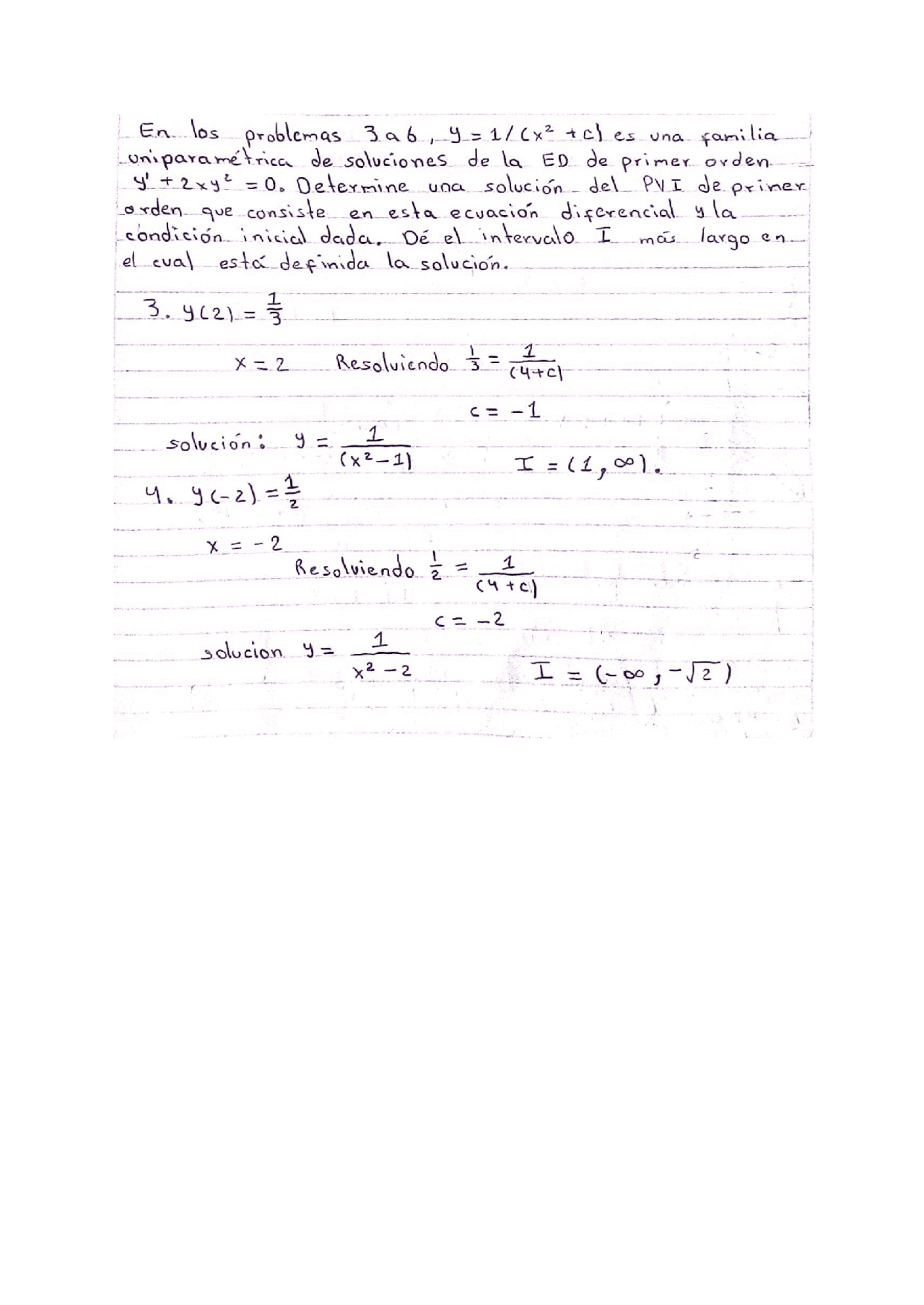 Ejercicios Resueltos - Ecuaciones diferenciales PVI solución de primer orden y segundo ...
