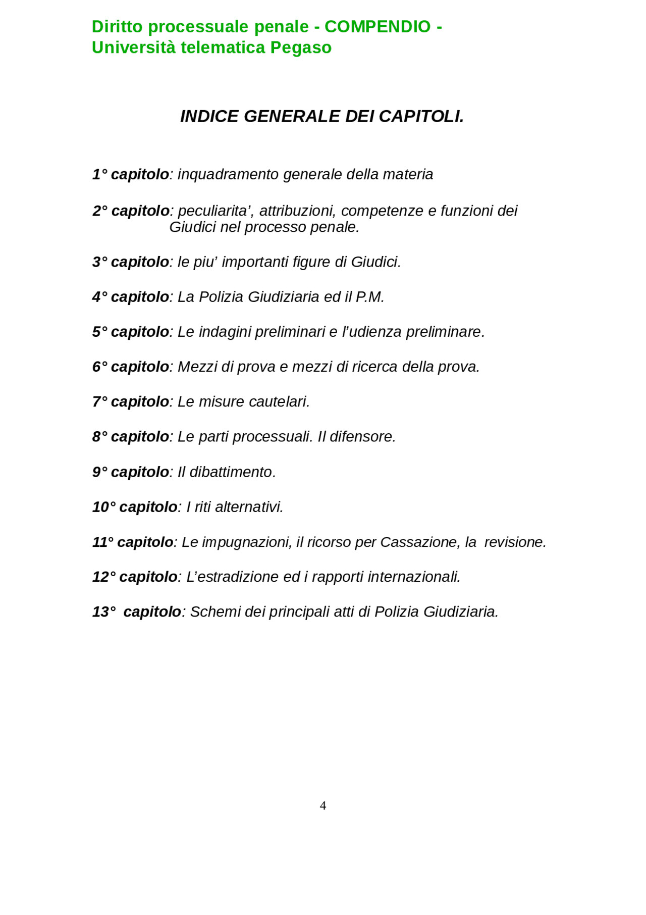 Diritto Processuale Penale Compendio Università Telematica Pegaso