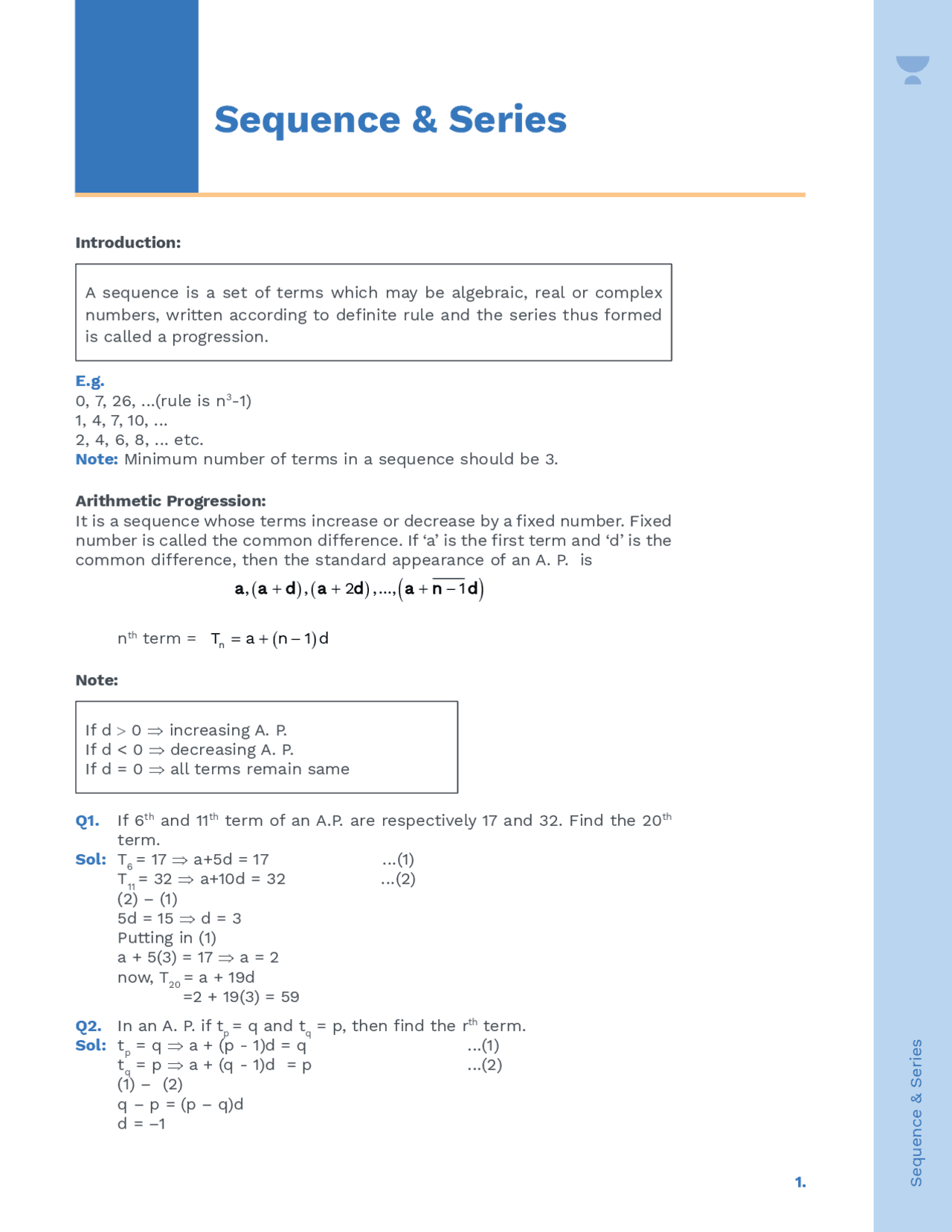 Iit Jee Sequence And Series Docsity