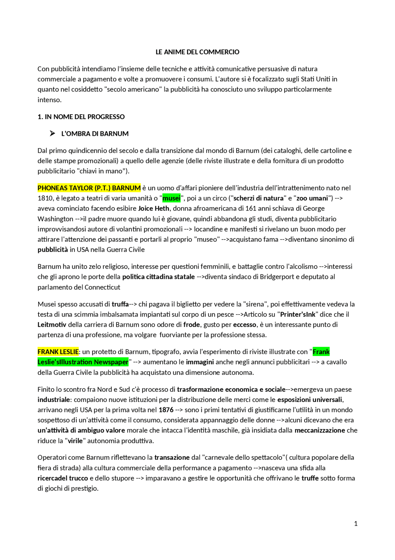 Le Anime Del Commercio Fasce Docsity