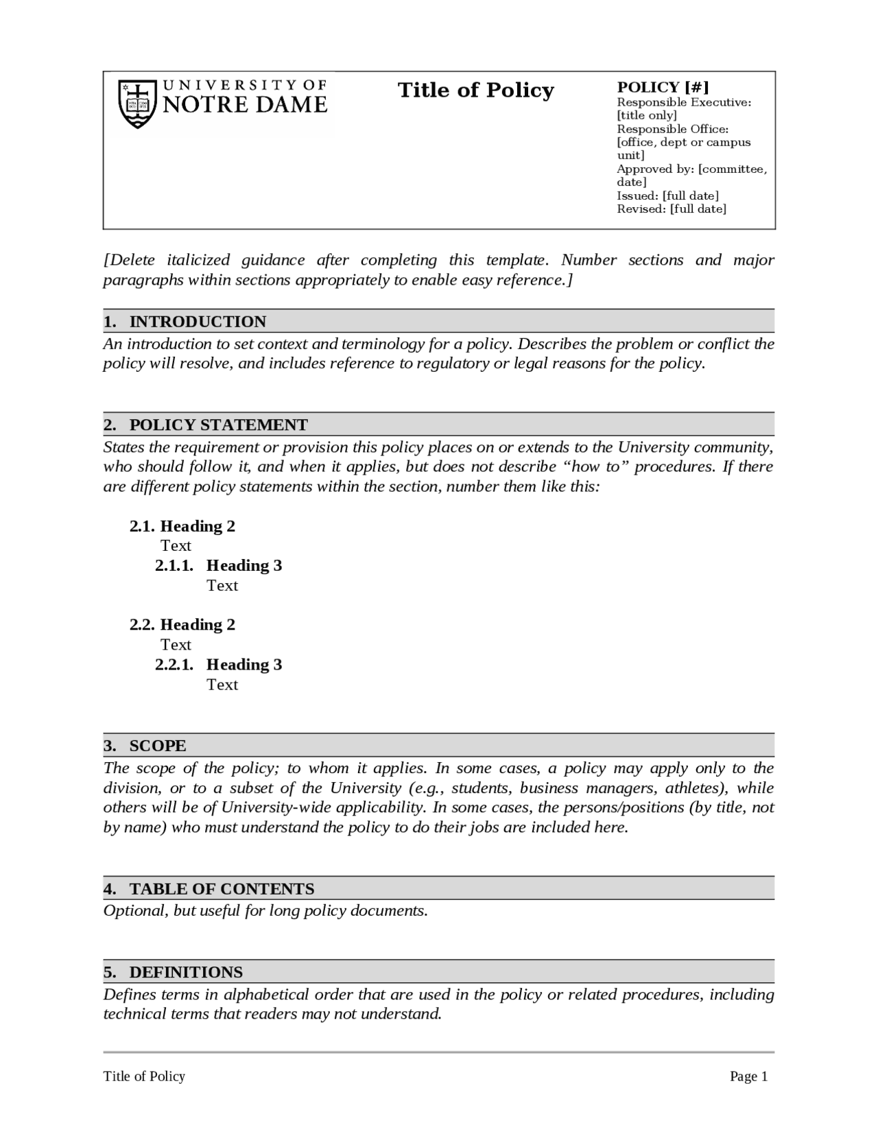 The statement of policy - Docsity