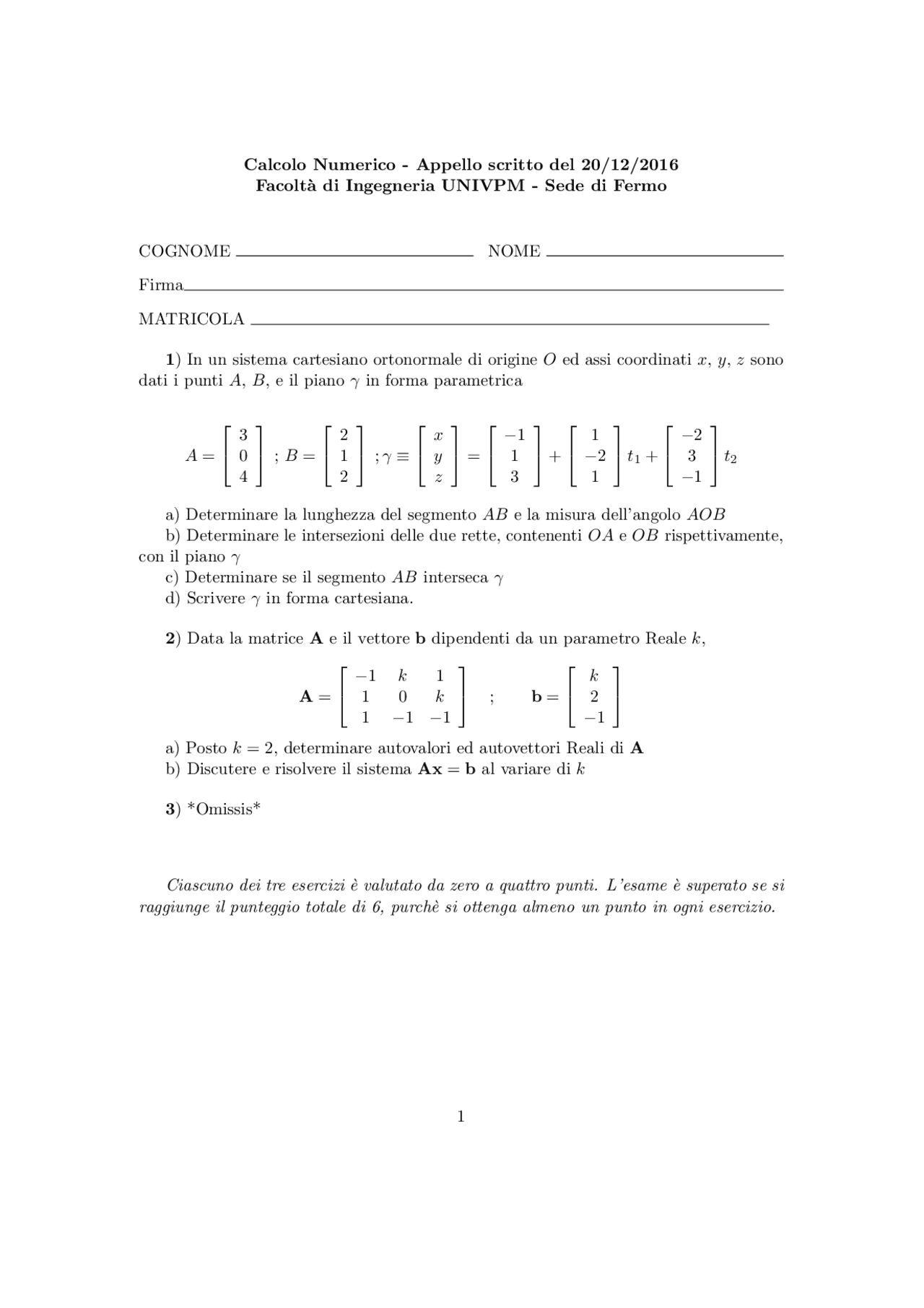 Appunti Di Algebra Lineare E Geometria Ed Esercizi 2 Docsity