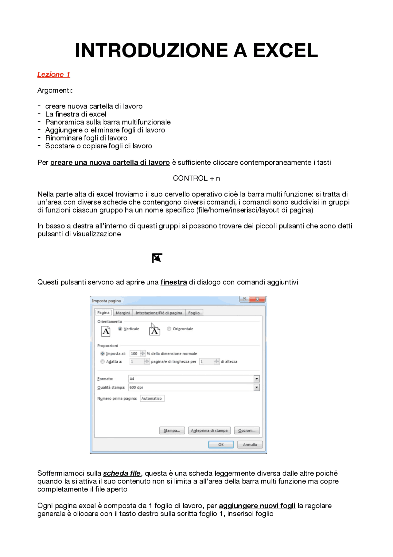 Introduzione A Microsoft Excel Informatica Docsity