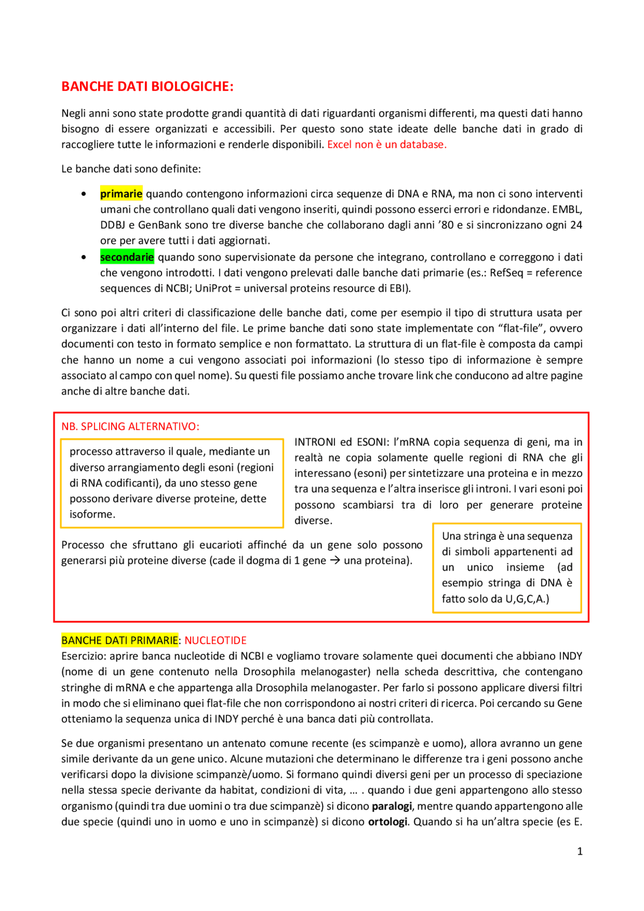 Dispensa di bioinformatica - Docsity