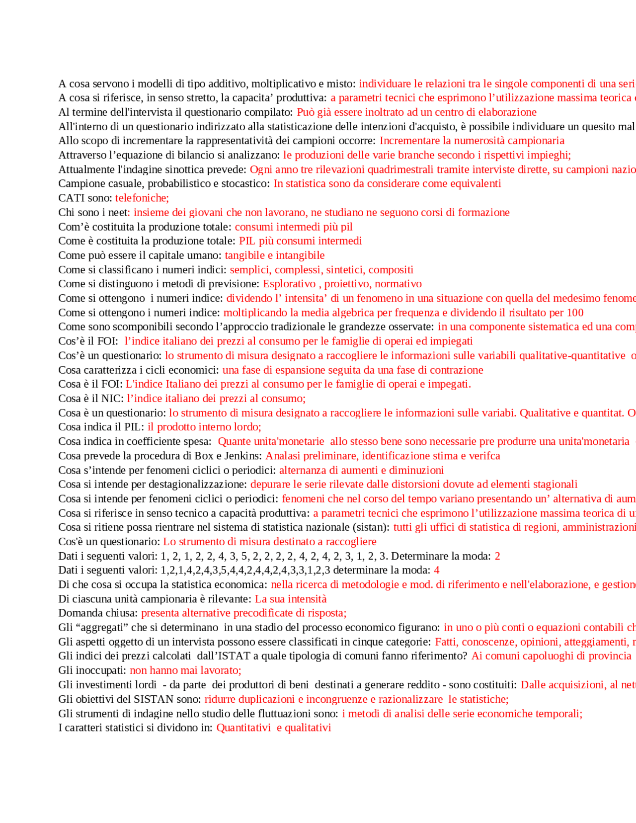 Esame Statistica Pegaso Docsity