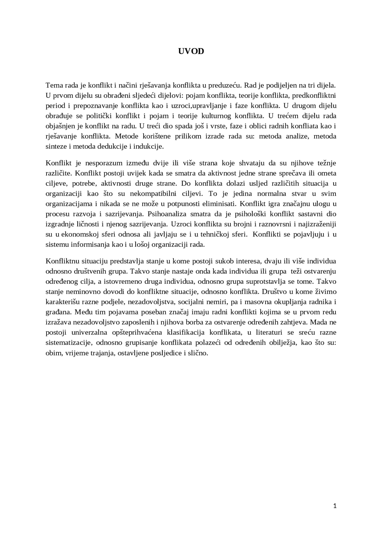 Konflikt U Preduzecu Maturalni Radovi Predlog Ekonomija Docsity