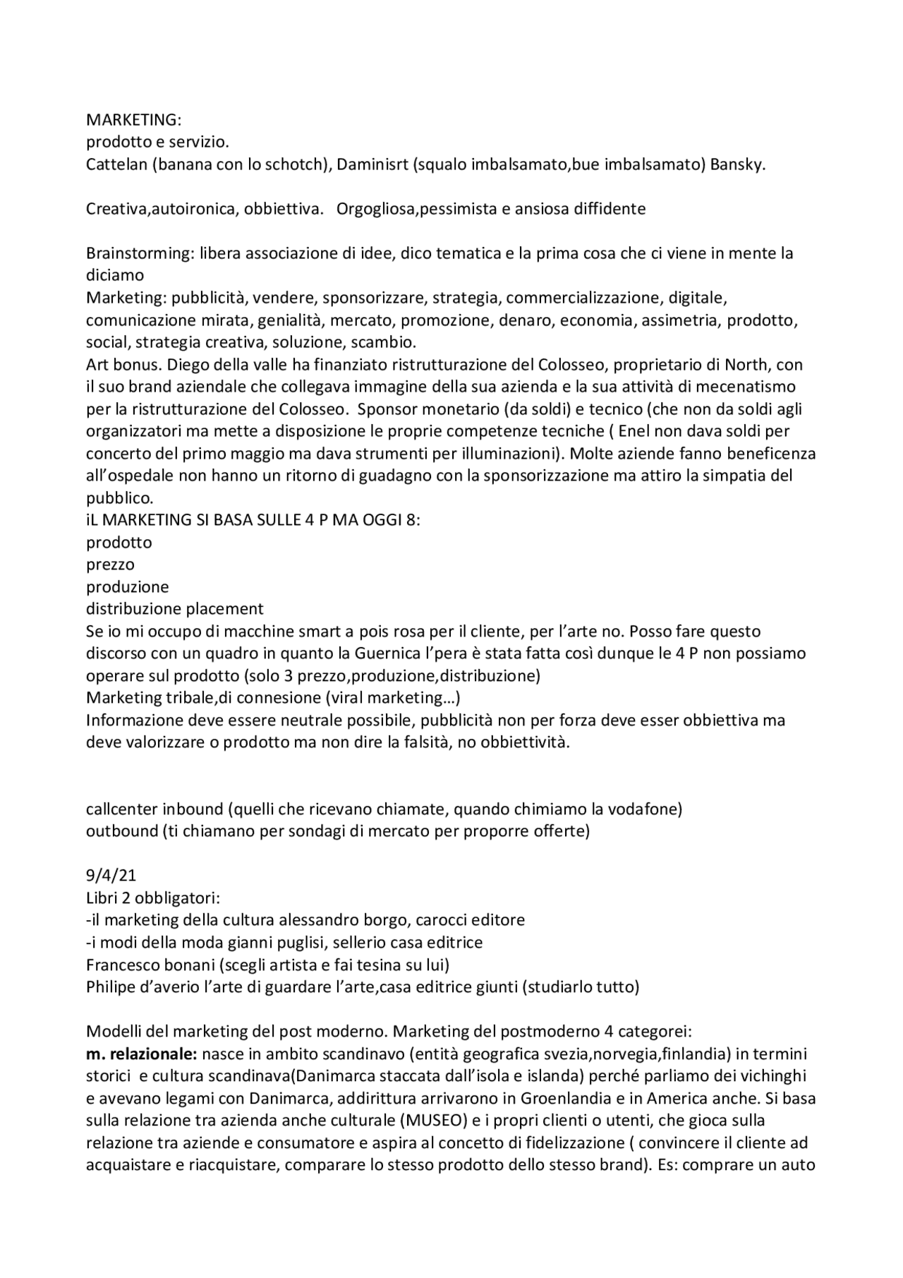 Appunti Sparsi Di Marketing Docsity