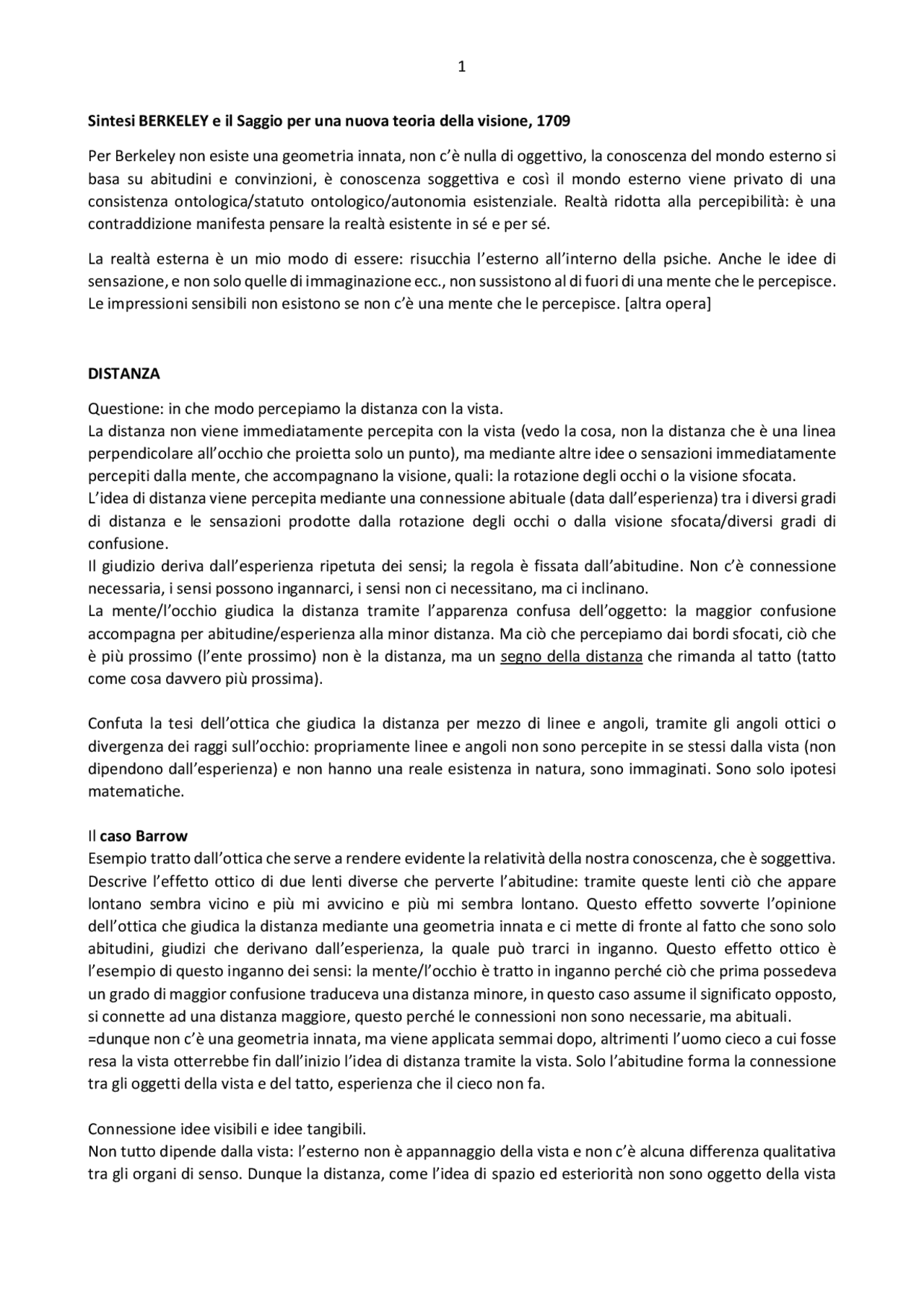 Sintesi Concetti Di Berkeley Docsity