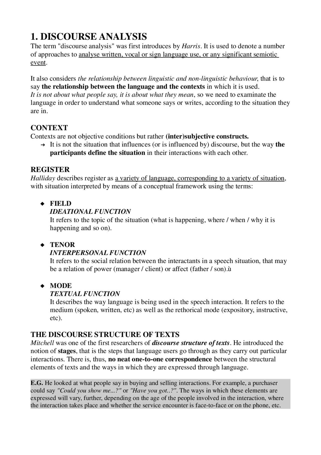 Riassunto Discourse Analysis Cap 1 3 6 Docsity