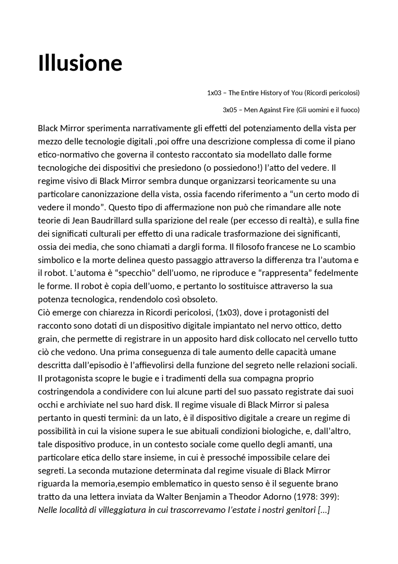 I Riflessi Di Black Mirror Docsity
