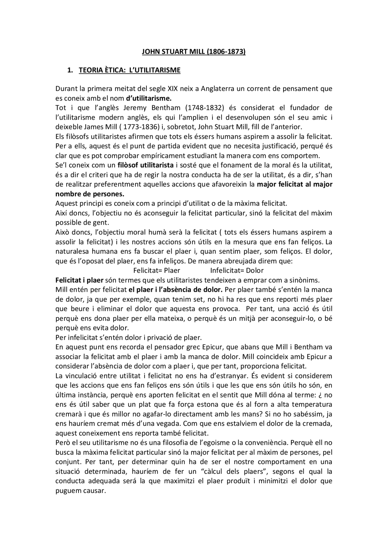 Stuart Mill selectividad - Docsity