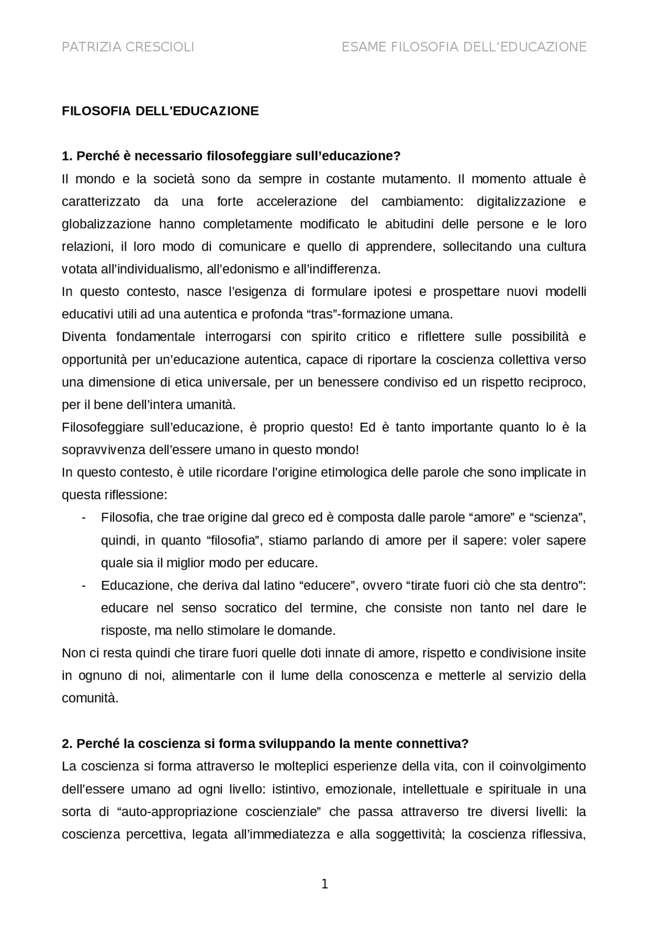 Domande Filosofia Delleducazione Prove Desame Di Scienze Dell