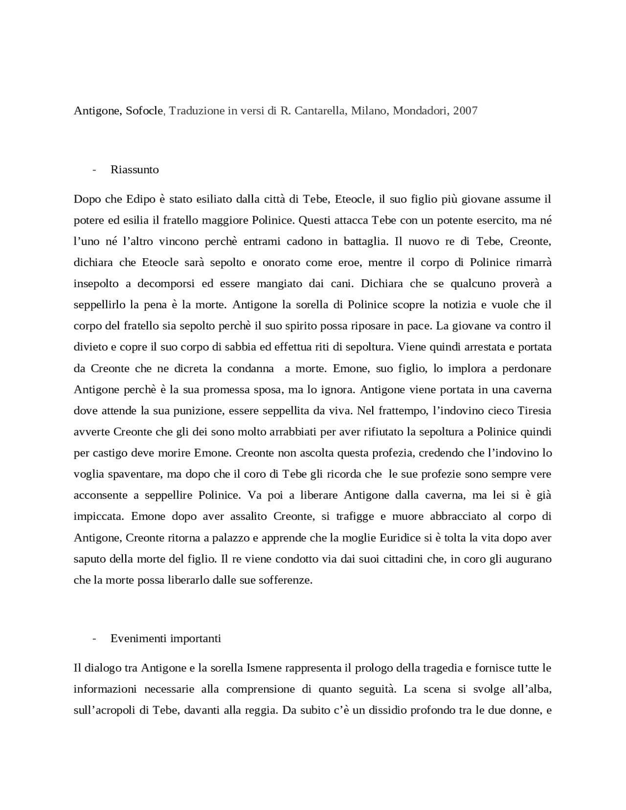 Riassunto Del Libro Antigone Docsity