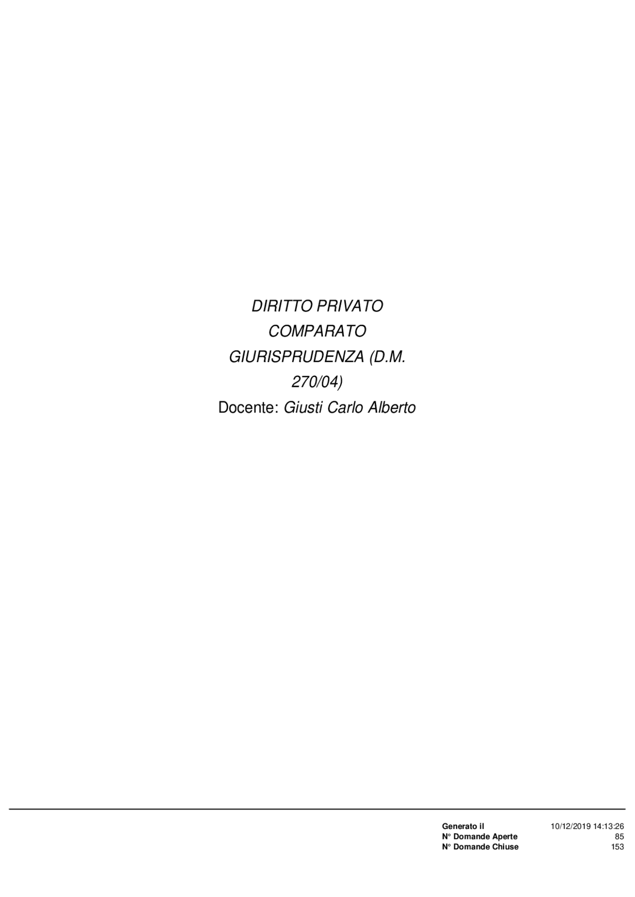 Paniere di Diritto Privato Comparato - prof. Giusti - MULTIPLE E APERTE | Panieri di Diritto ...