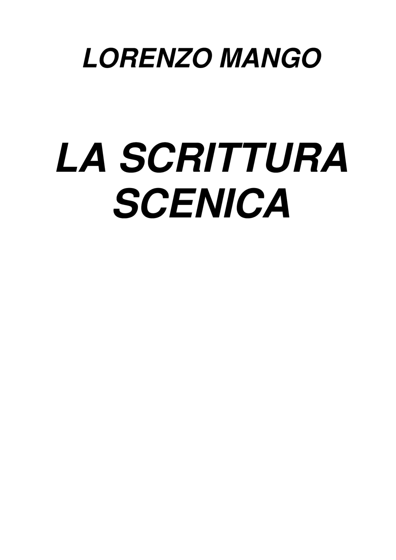 Mango La Scrittura Scenica Docsity
