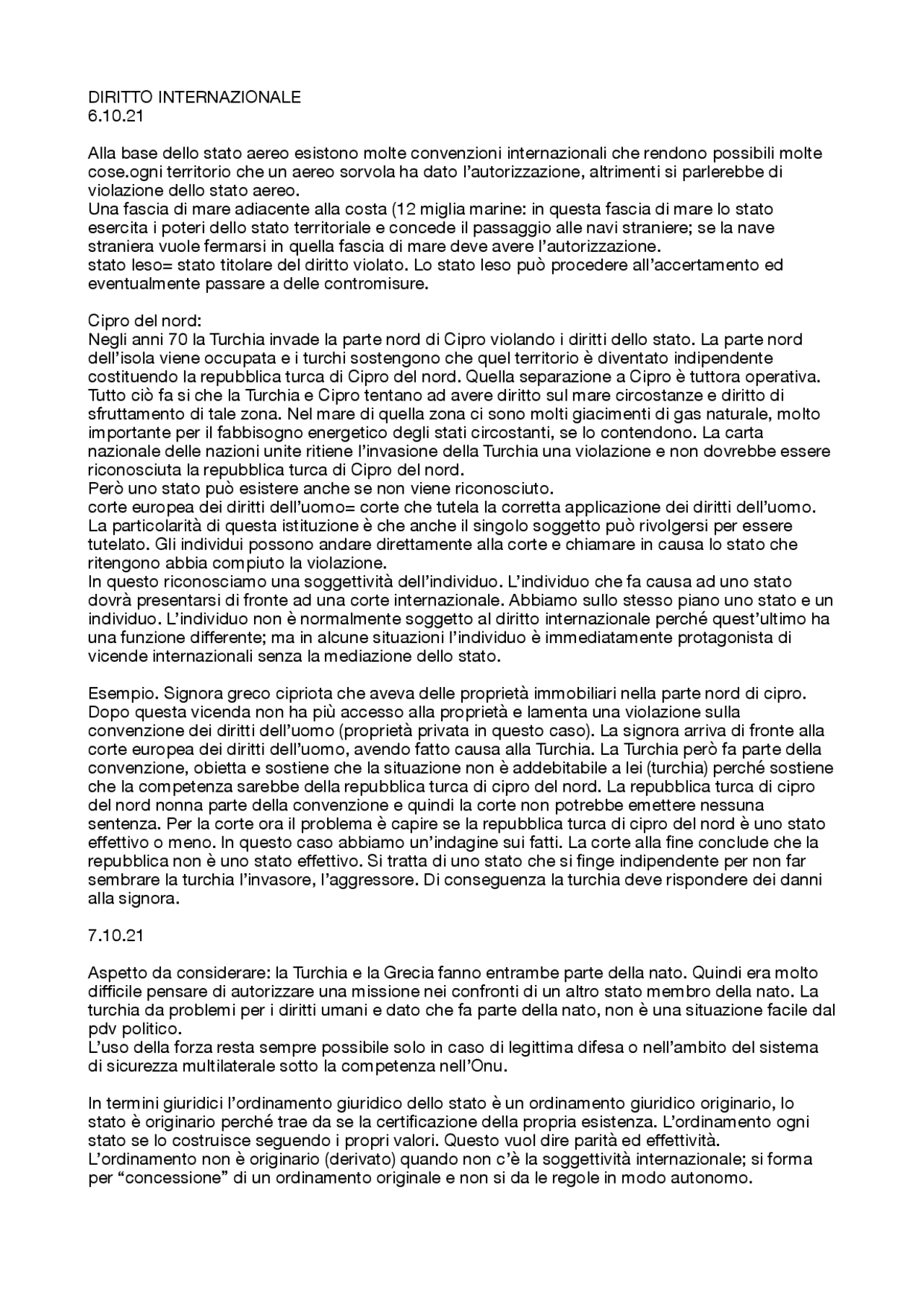 Diritto Internazionale Docsity