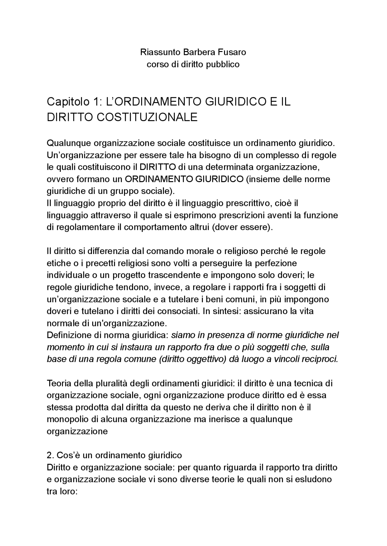 Riassunto Corso Di Diritto Pubblico Docsity