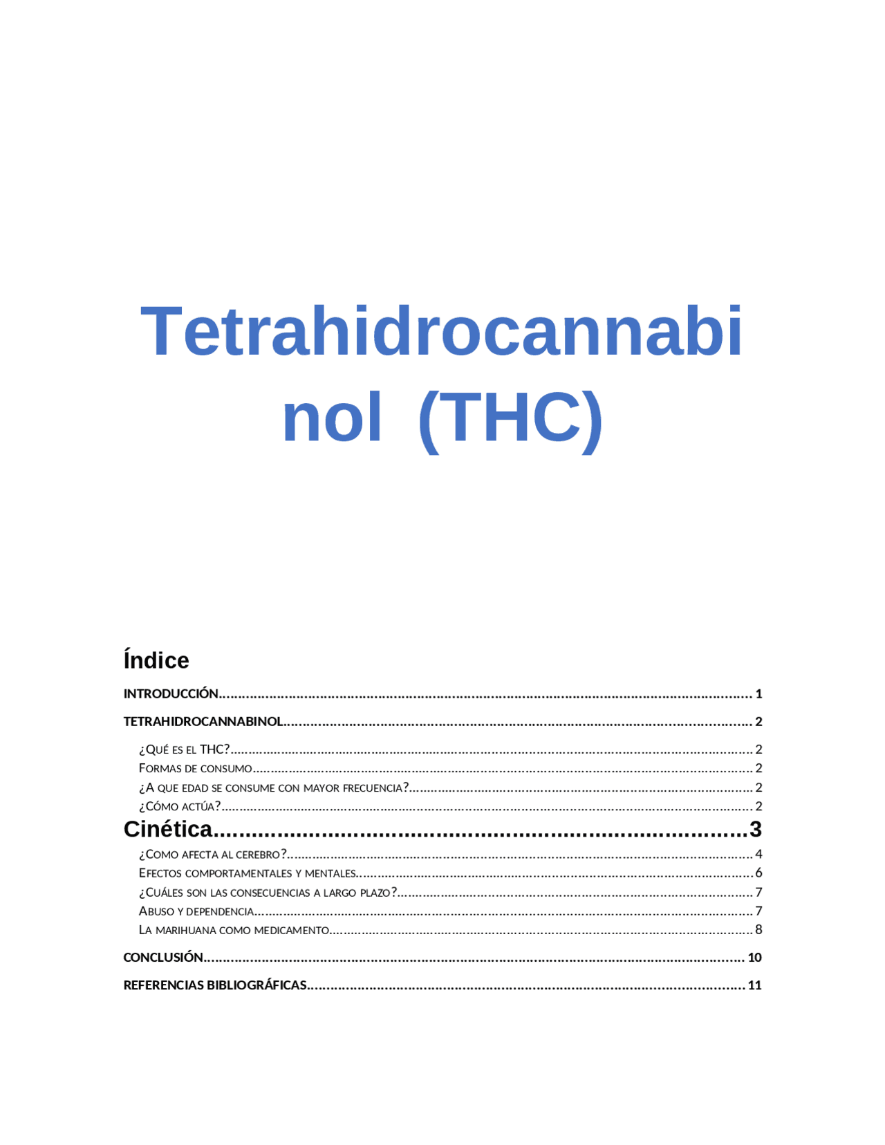 THC (Tetrahidrocannabinol) en el cuerpo - Docsity