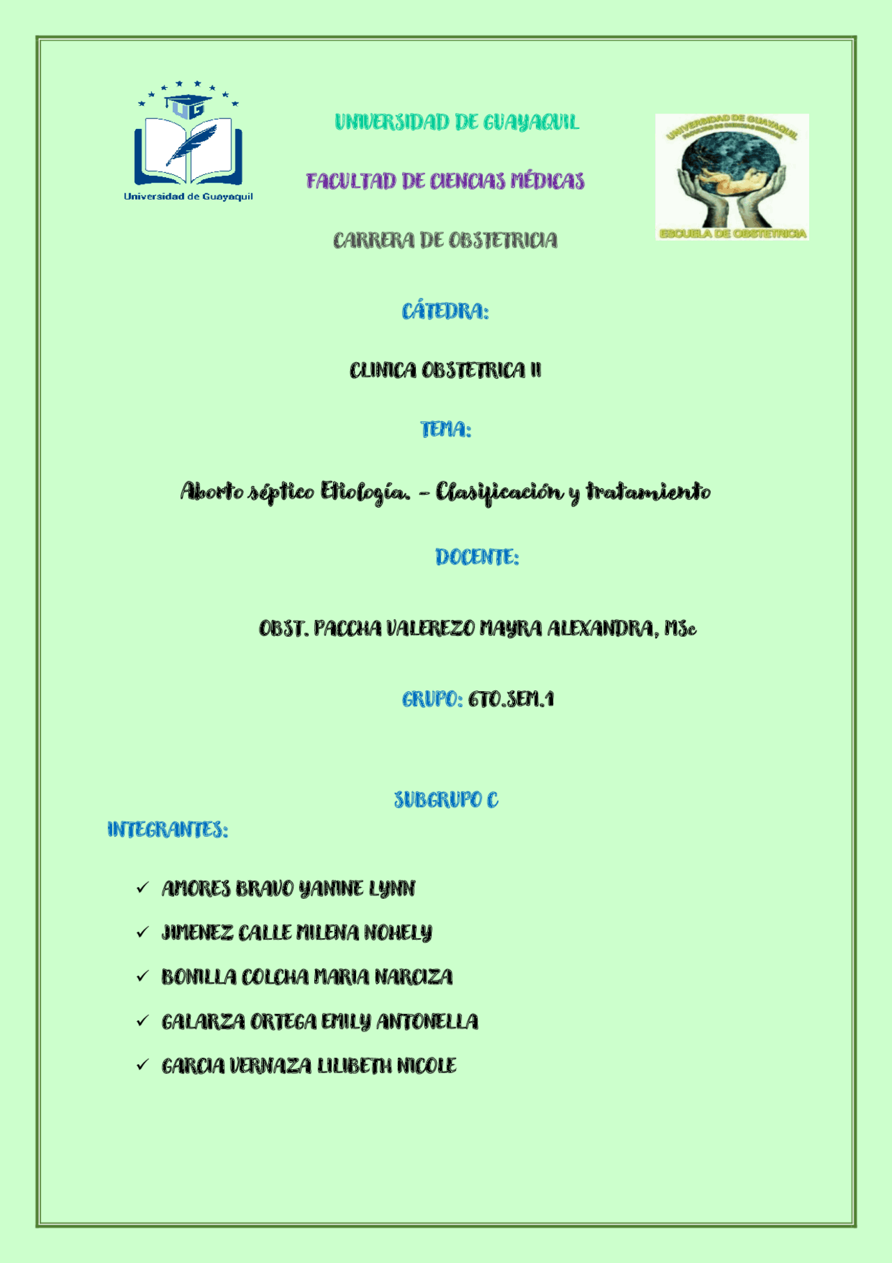 Aborto Séptico Clínica Obstetrica Docsity