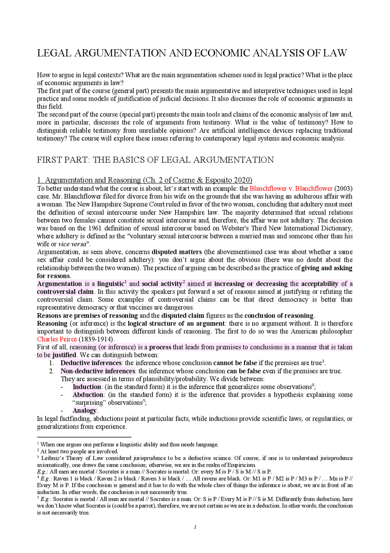 LEGAL ARGUMENTATION AND ECONOMIC ANALYSIS OF LAW | Appunti di Teoria ...