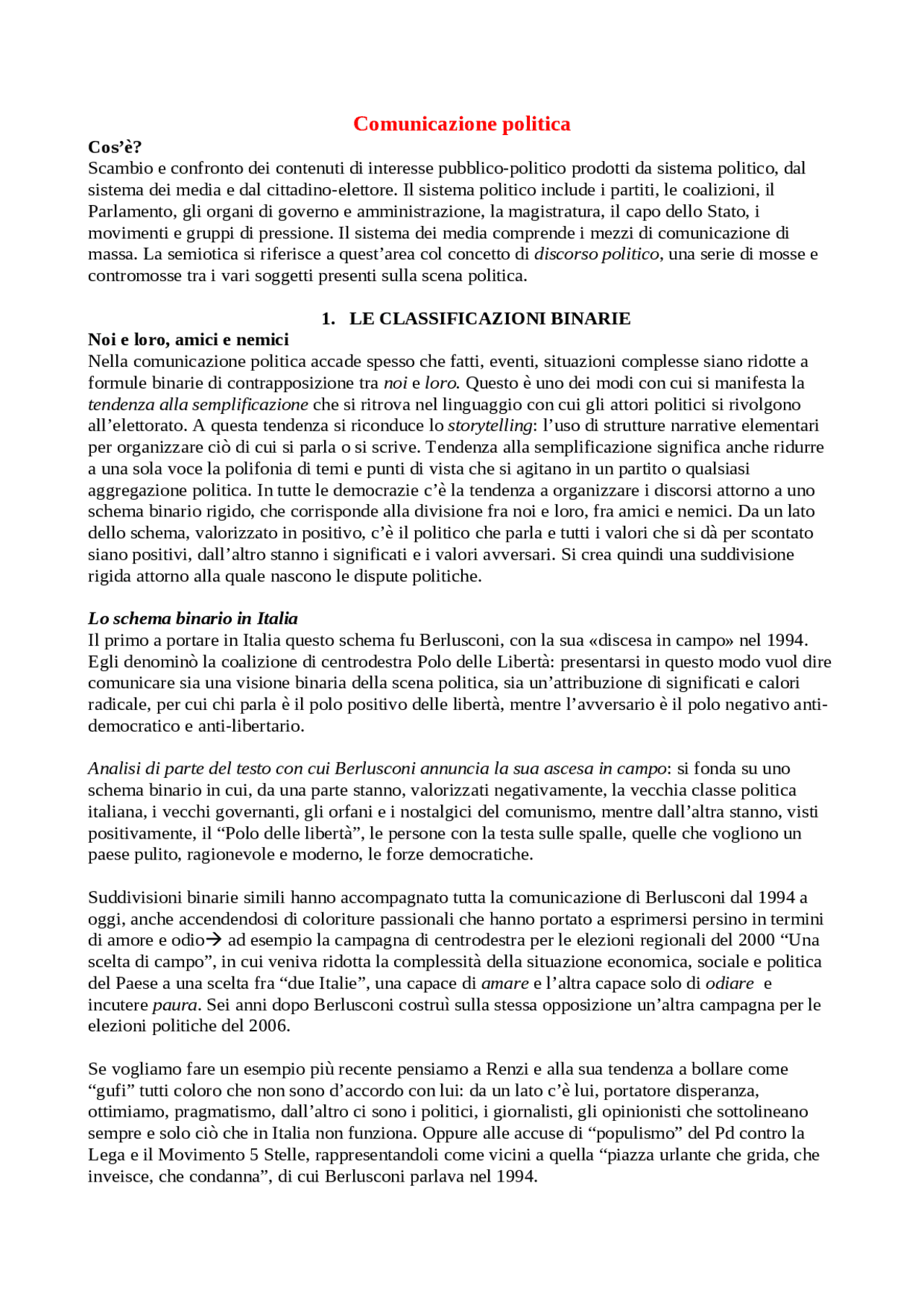 Riassunto Semiotica E Comunicazione Politica Docsity