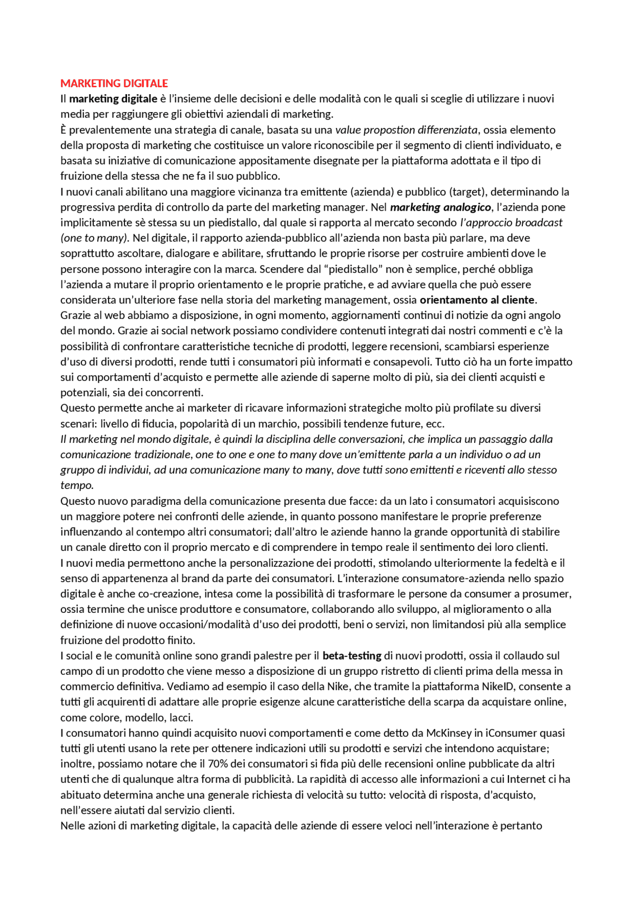 Marketing Digitale Appunti Di Marketing Docsity