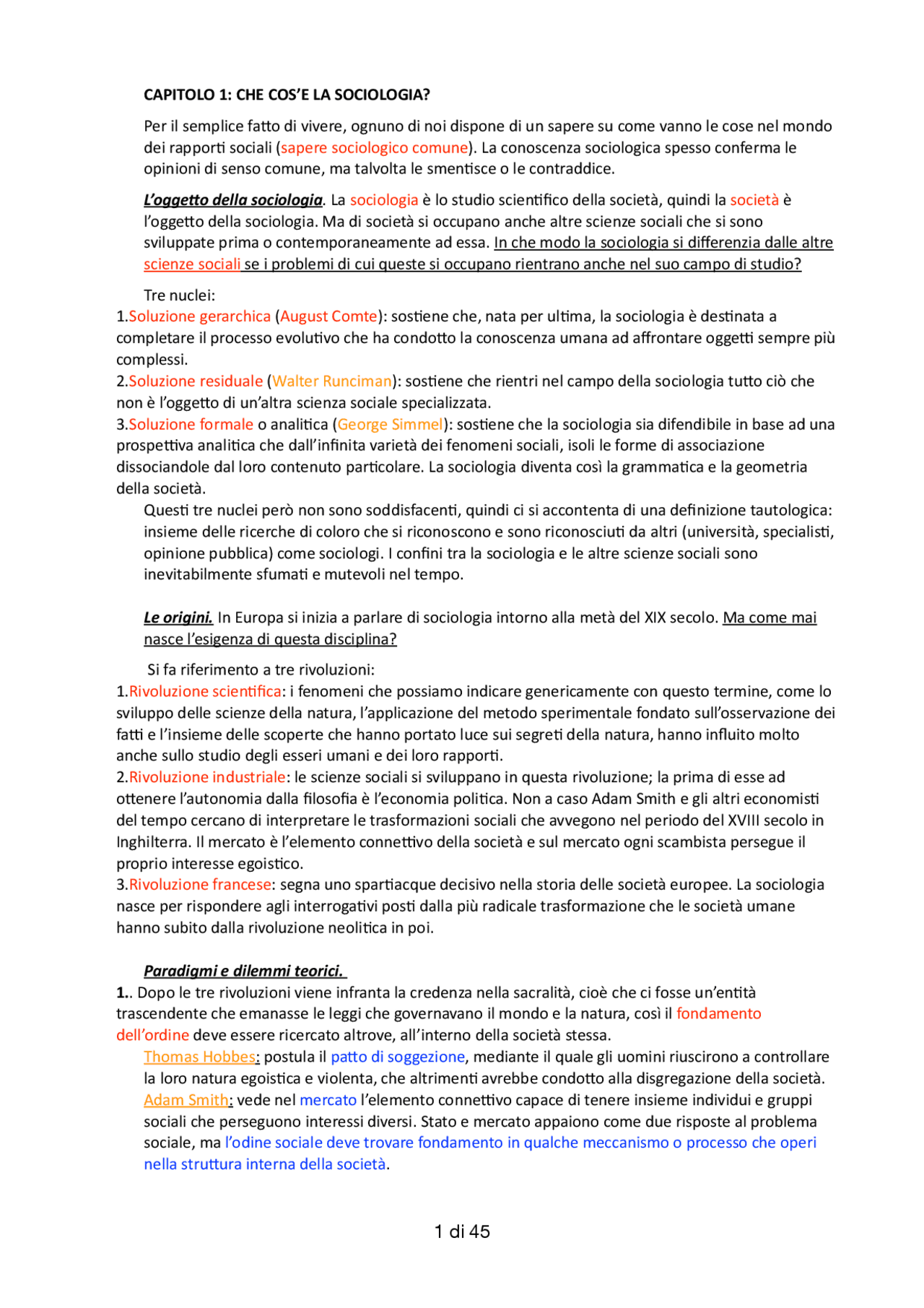 Riassunto Elementi Di Sociologia Docsity