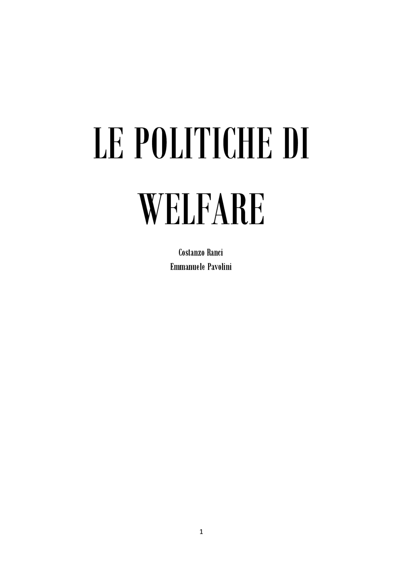 Le Politiche Di Welfare Docsity