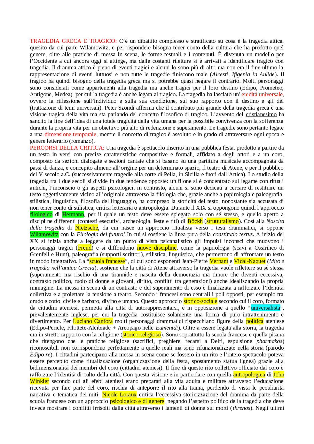 La tragedia greca, Andrea Rodighiero - Docsity