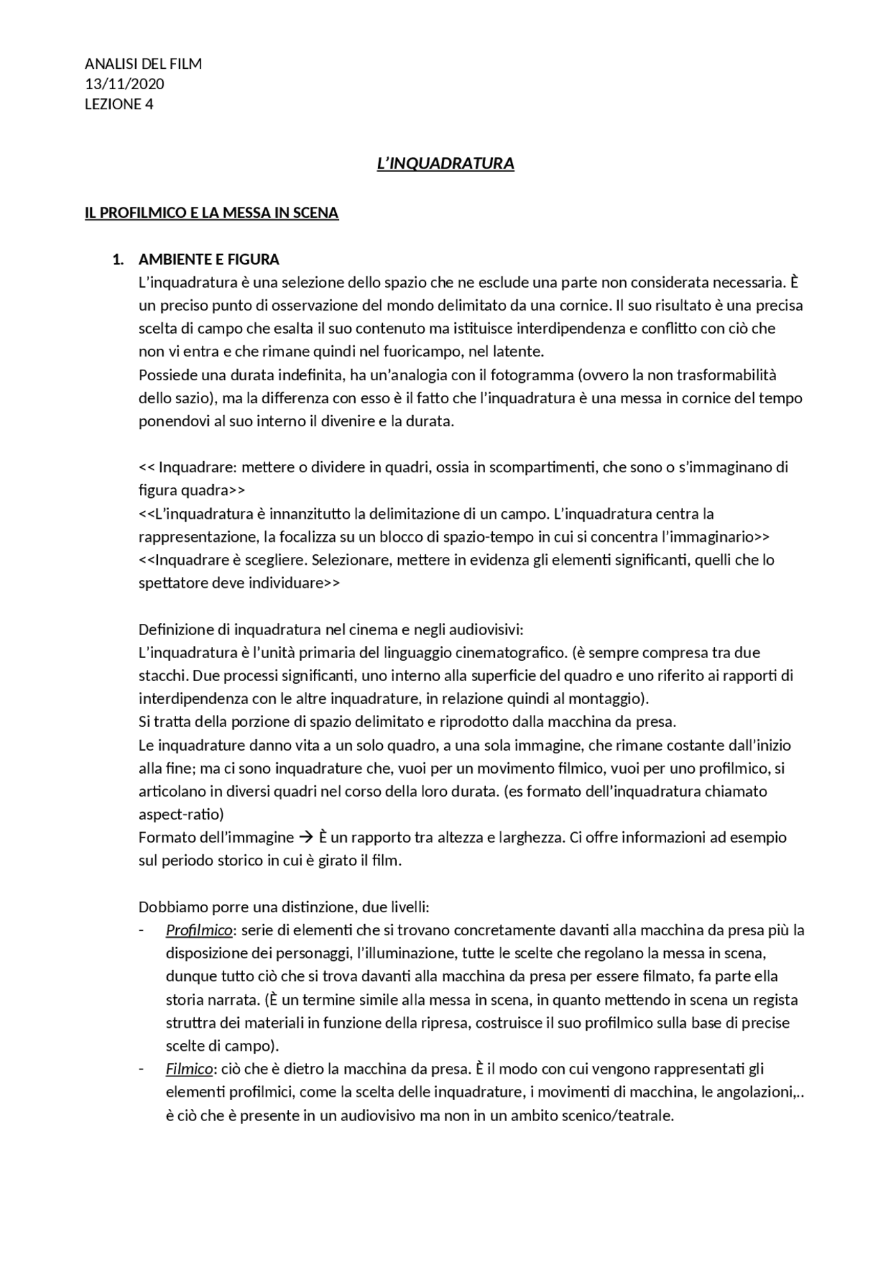 Analisi Del Film Lezione 4 Docsity